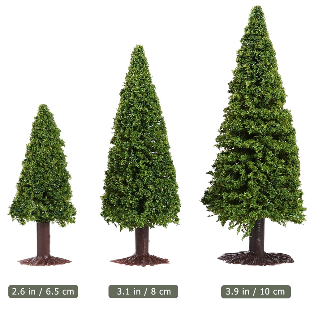 POPETPOP 15Pcs Model Railroad Scenery Pine Tree Model Green Iron Wire ...