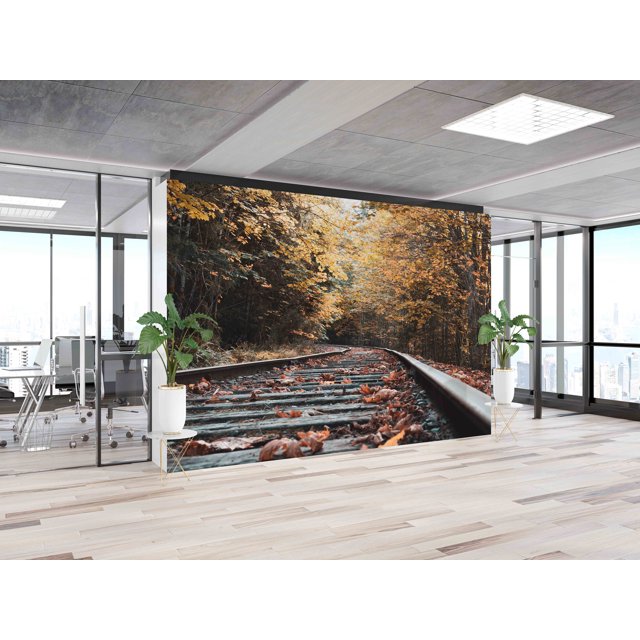 Landscape Mural, Nature Wall Decor, Modern Wallpaper, Train Track Wall ...