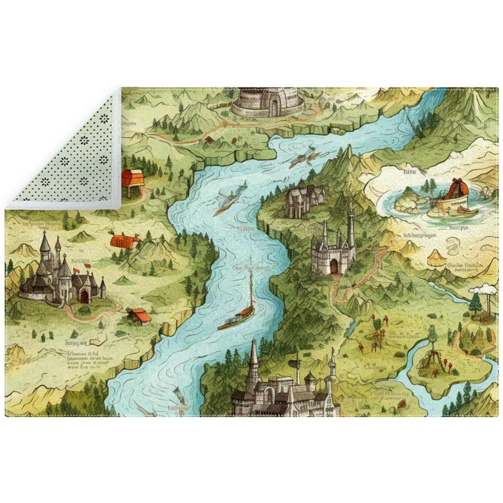 Landscape Office Mat with Right-Angle Design - Polyester Floor Mat for ...