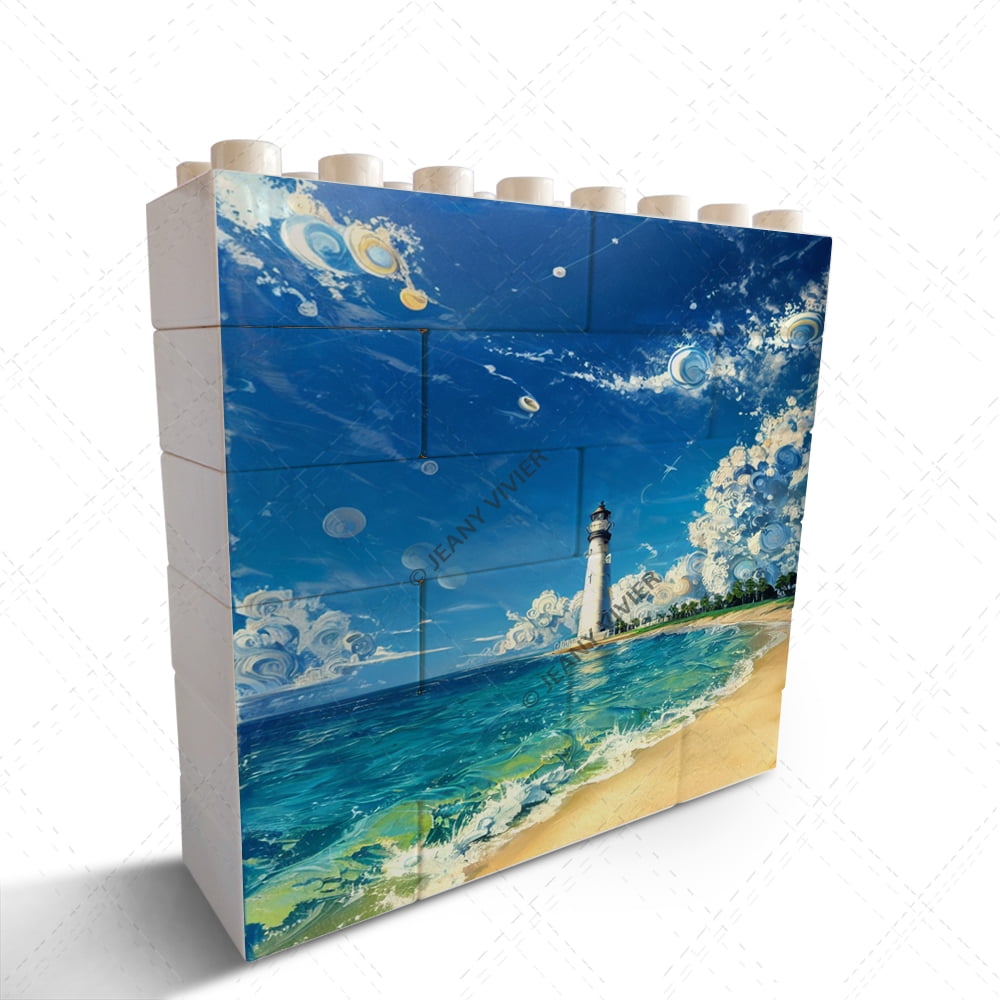 Landscape Oil Painting Beach Lighthouse Picture Desk Décor for Home ...