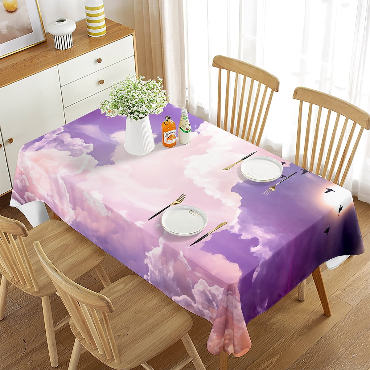 Landscape Outdoor Tablecloth Floating Clouds in The Sky on a Sunny Day ...