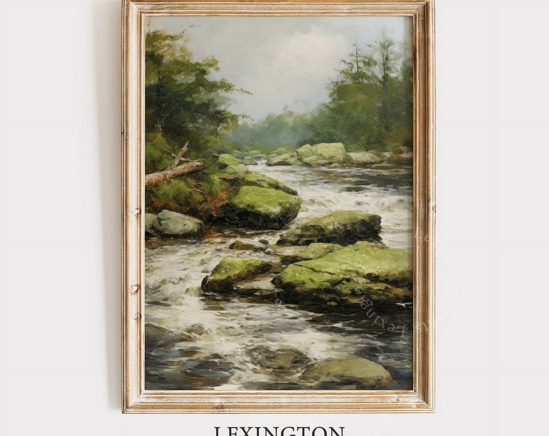 Landscape Painting Moss Wall Art Rustic Oil Painting Forest Wall Art ...