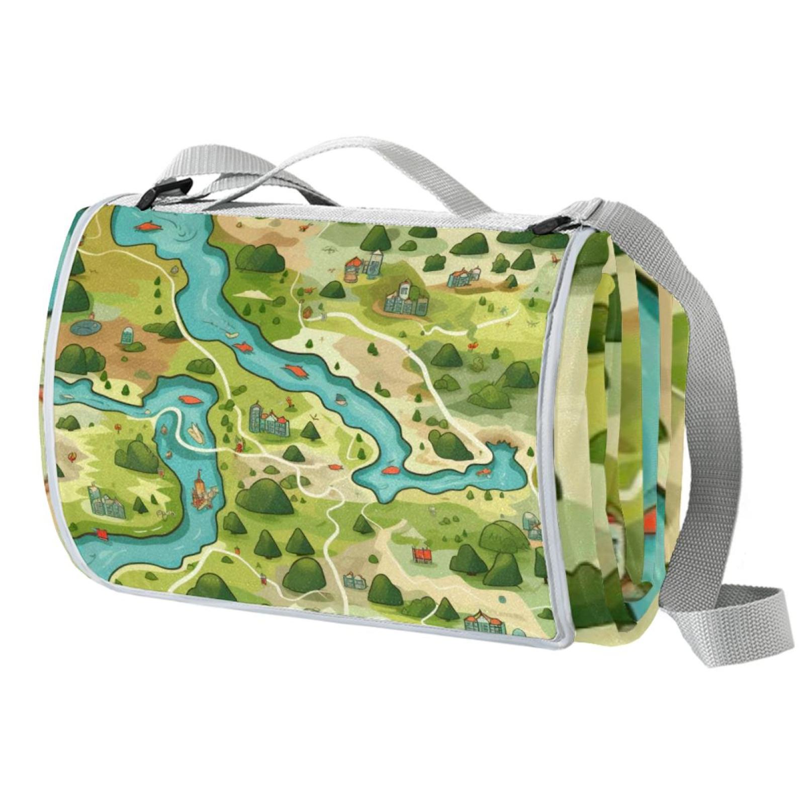 Landscape Portable Canvas Picnic Blanket Waterproof Backing for Outdoor ...