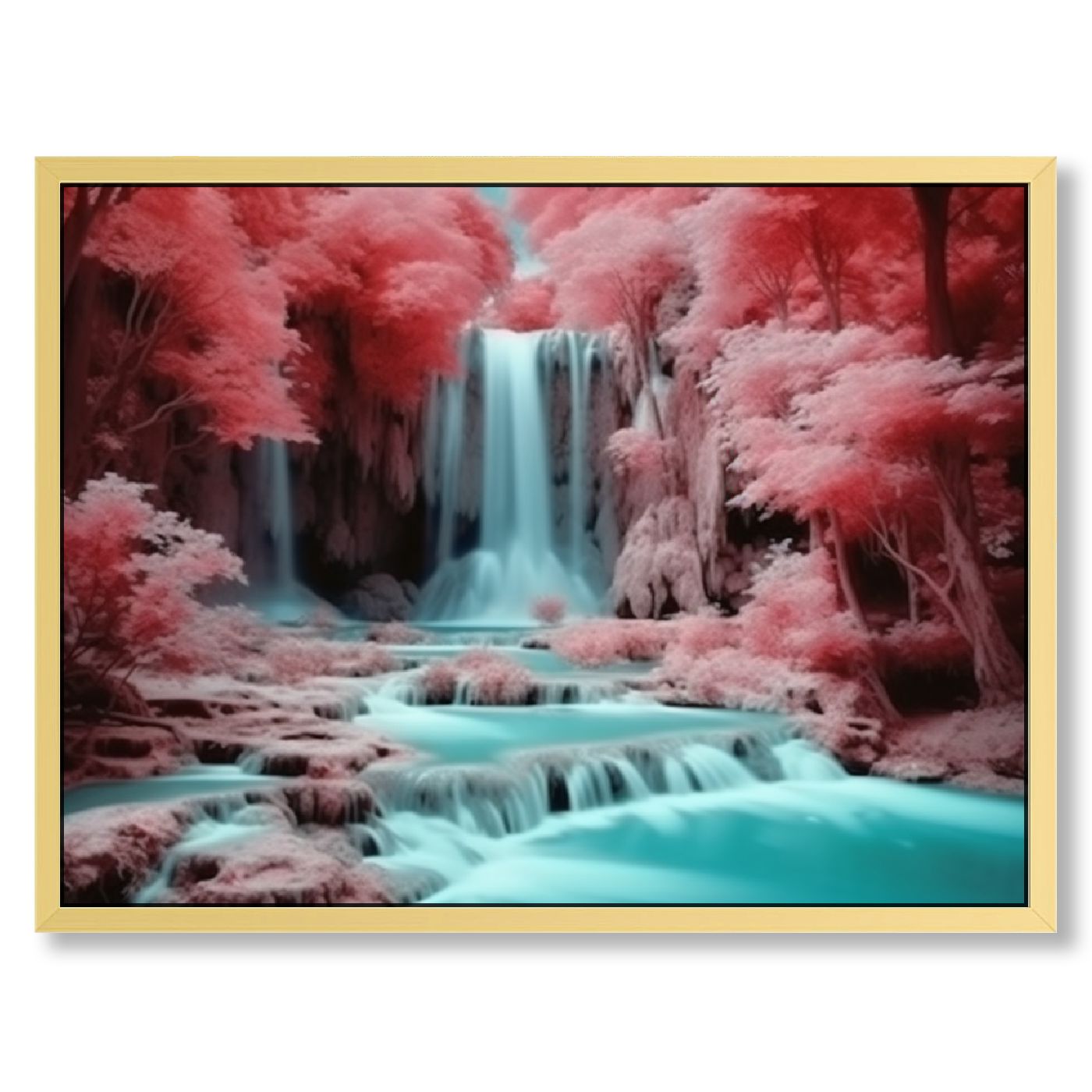 Landscape Posters Tropical Waterfall Sunlight Nature Forest Canvas Wall Art Decor Wall Painting ...