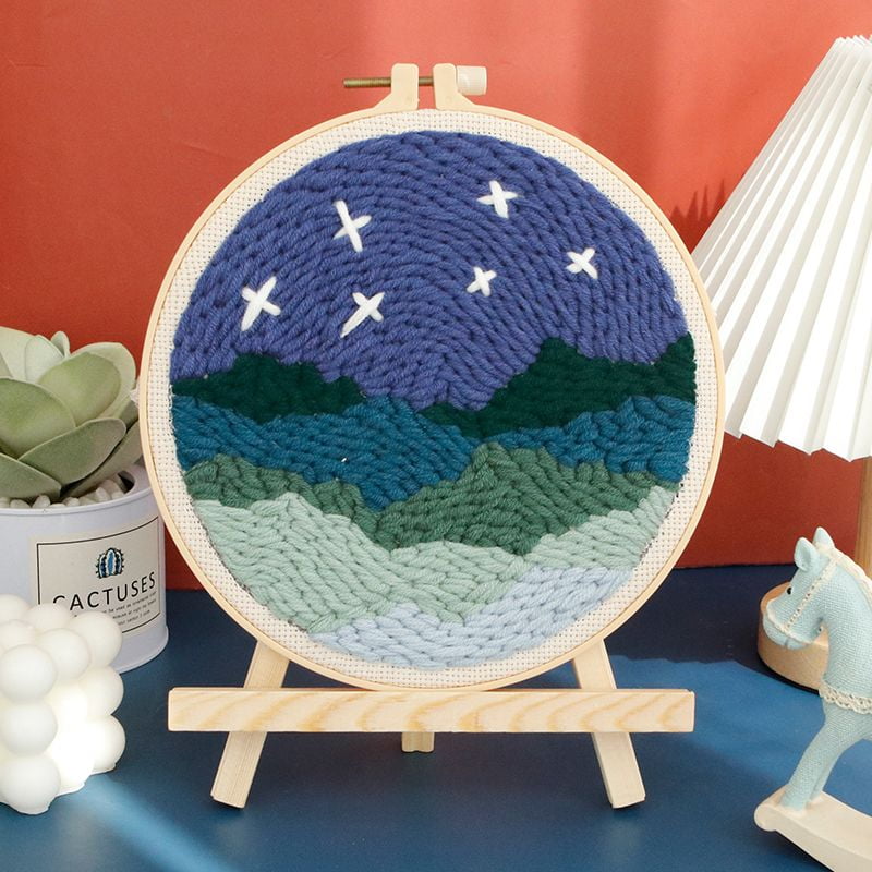 Landscape Punch Needle Kits Adults Beginner, Handcraft DIY Craft Hoop ...