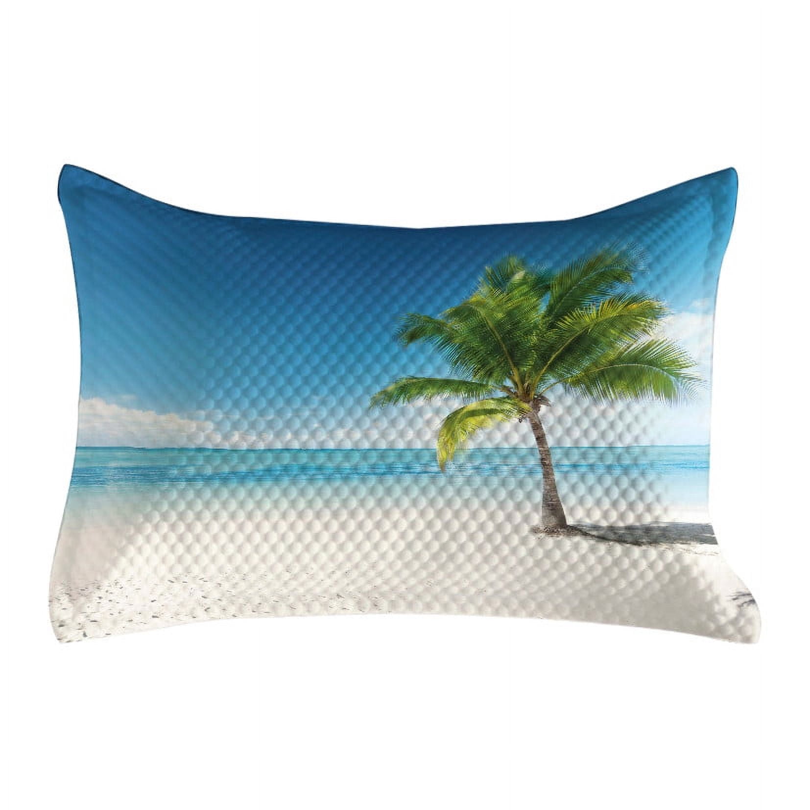 Landscape Quilted Pillowcover, Caribbean Maldives Beach Island Sea ...