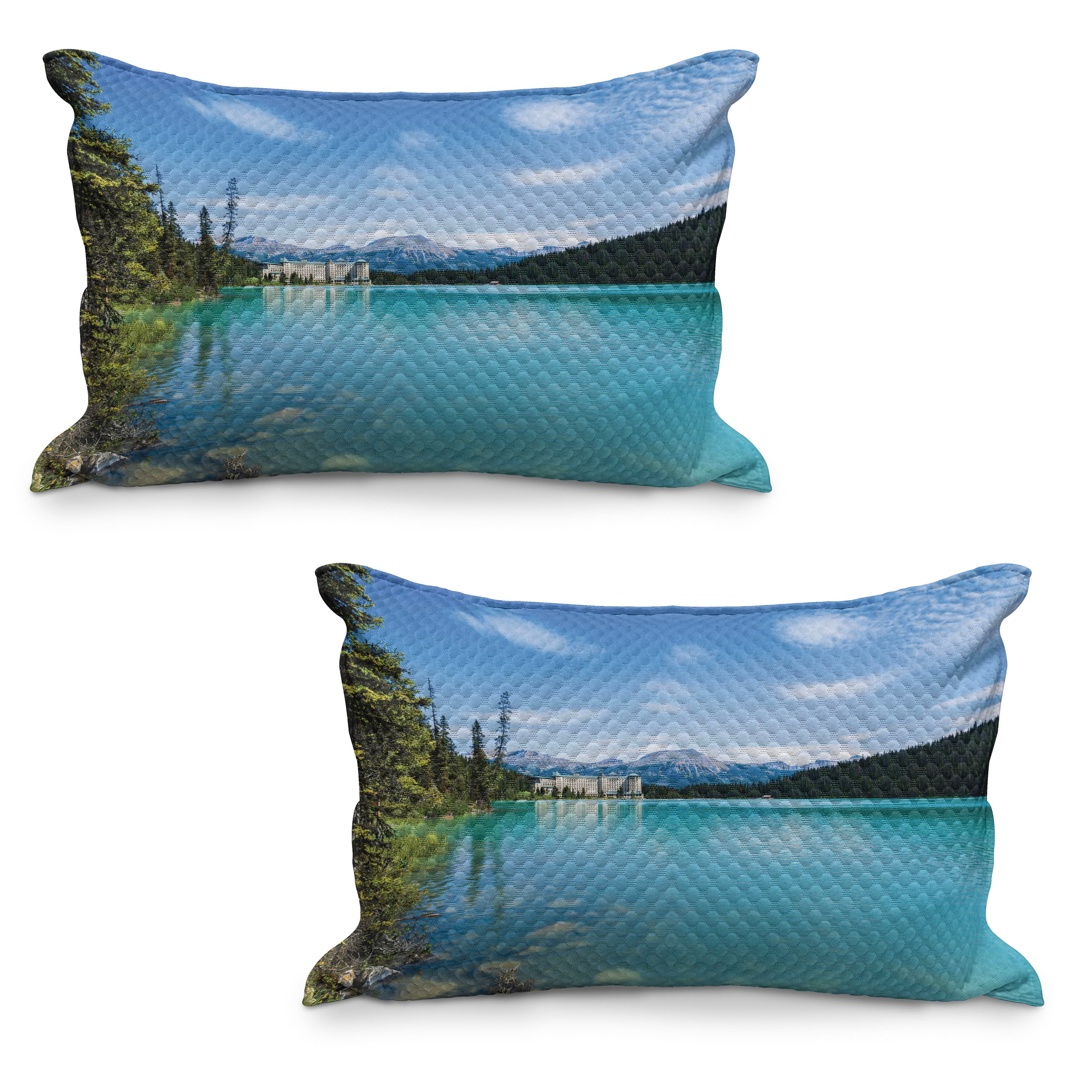 Landscape Quilted Pillowcover Set of 2, Historical Castle by the ...