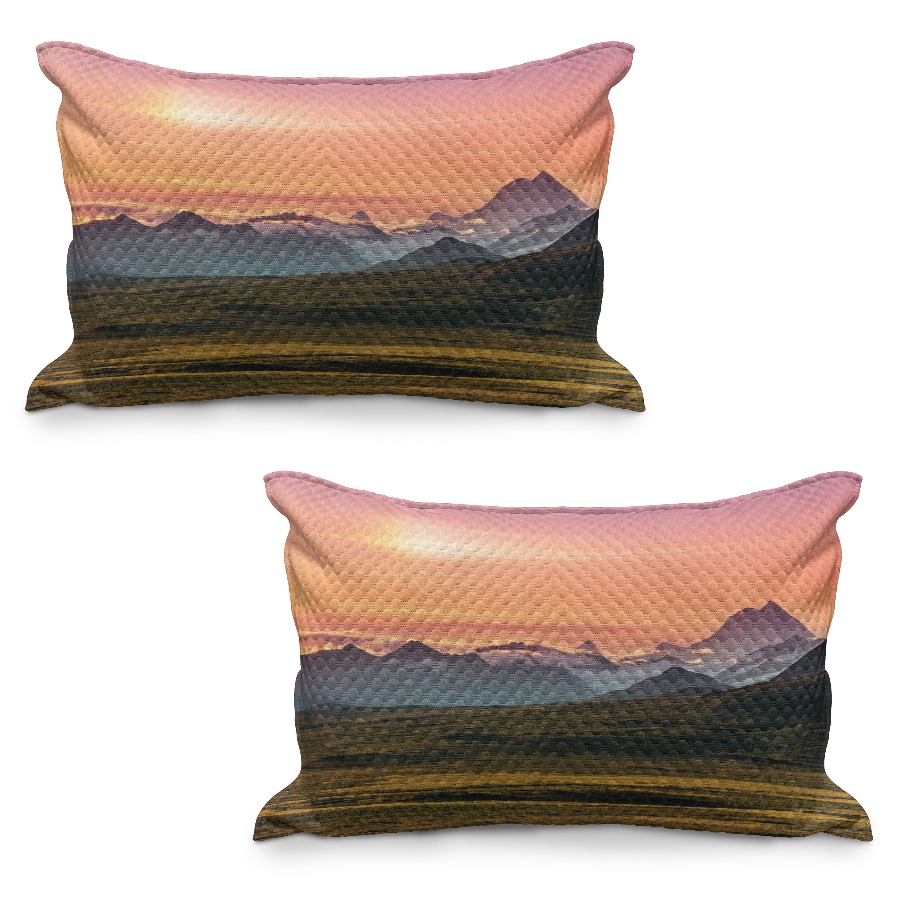 Landscape Quilted Pillowcover Set of 2, Panoramic Nature Themed Photo ...