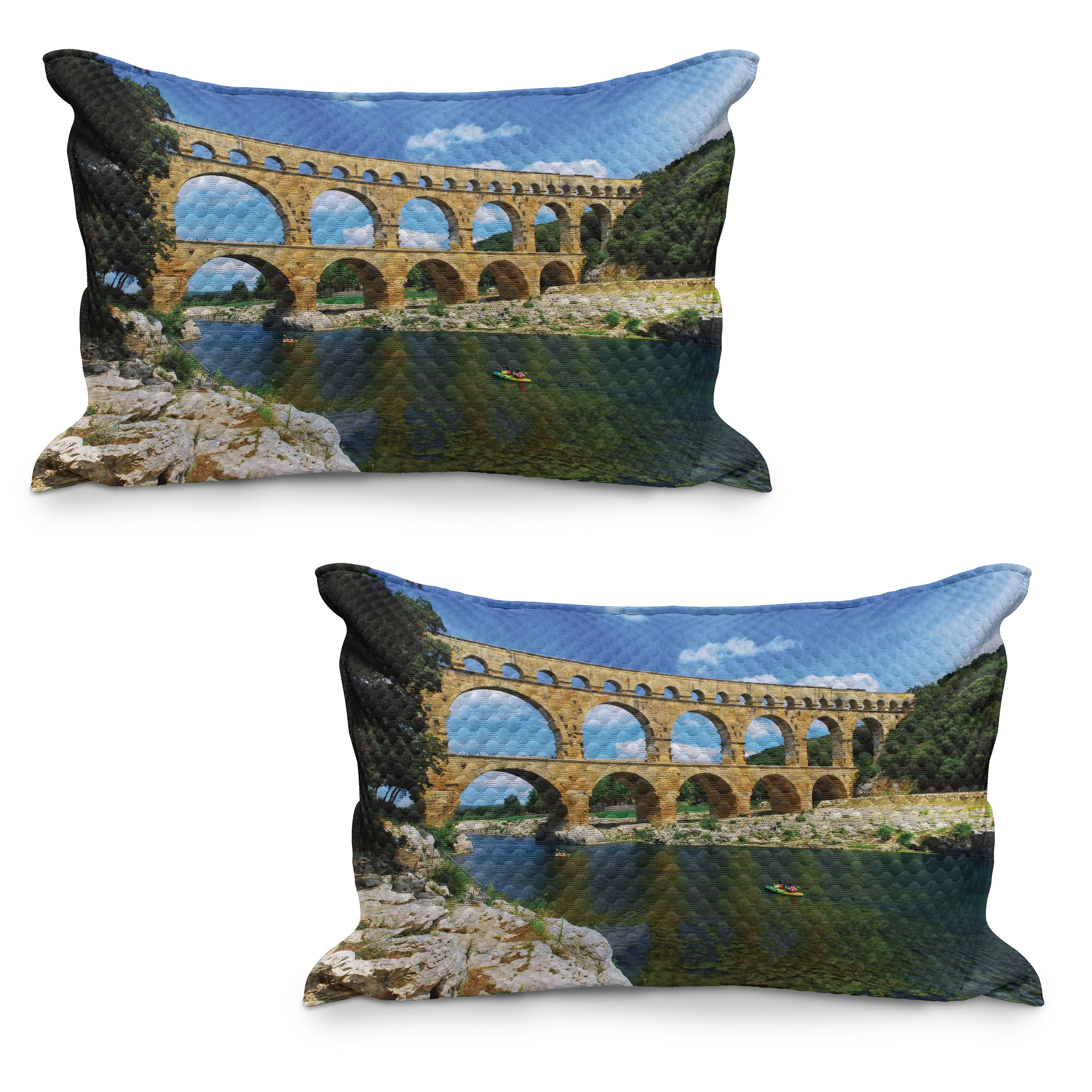 Landscape Quilted Pillowcover Set of 2, Roman Heritage Wall Southern ...