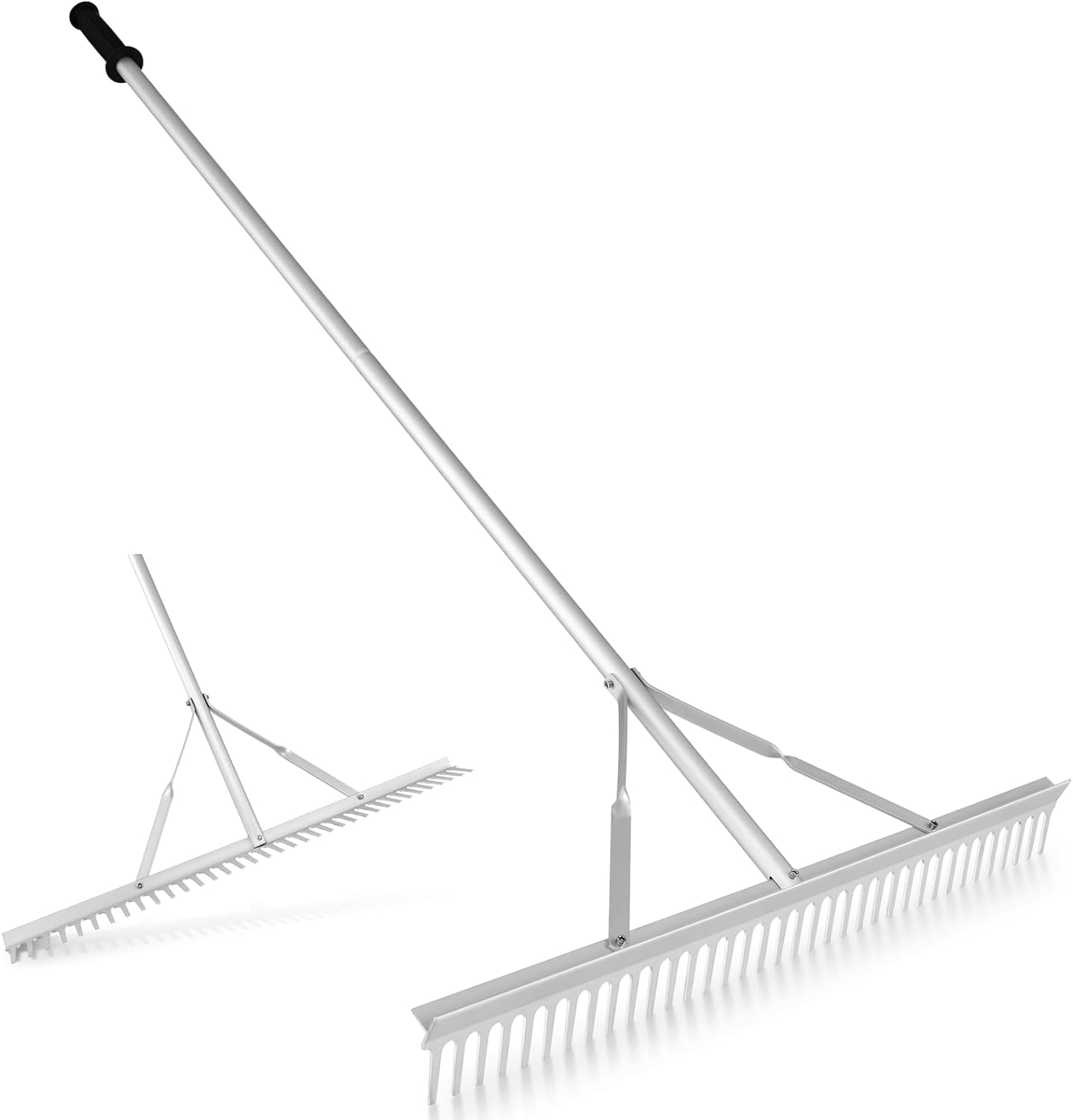 Landscape Rake 36 Inch, Aluminum Rake Head w/36 Tines and 68" Long Non ...