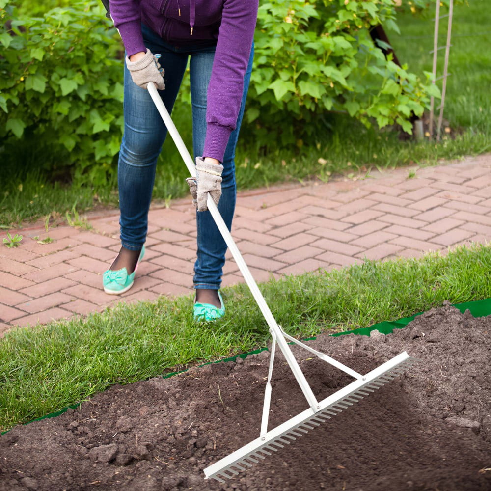 Landscape Rake with 36" Head & 68" Handle Heavy-Duty Aluminum Rake for ...