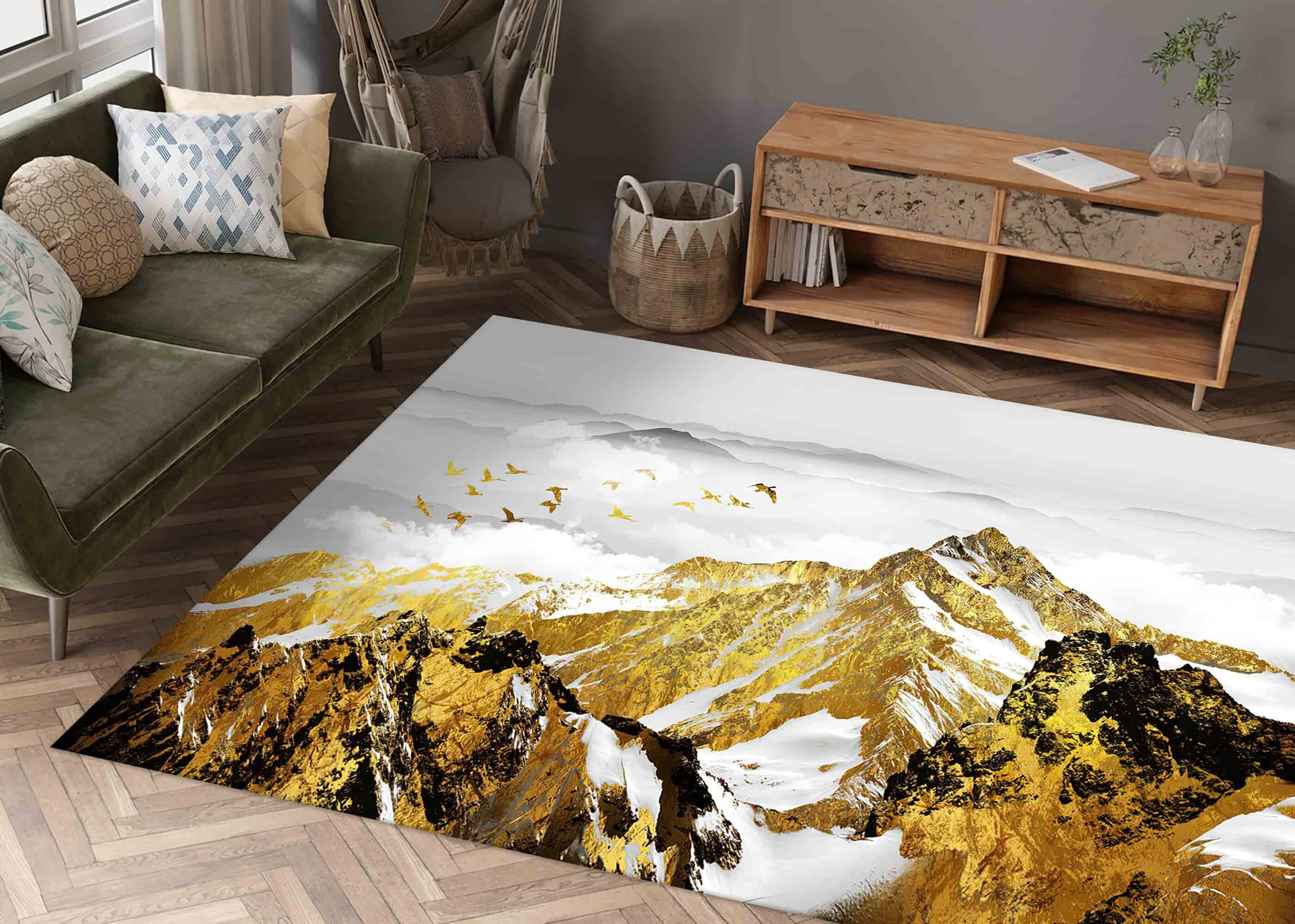 Landscape Rug, Modern Rug, Personalized Gifts Rugs, Golden Mountains ...