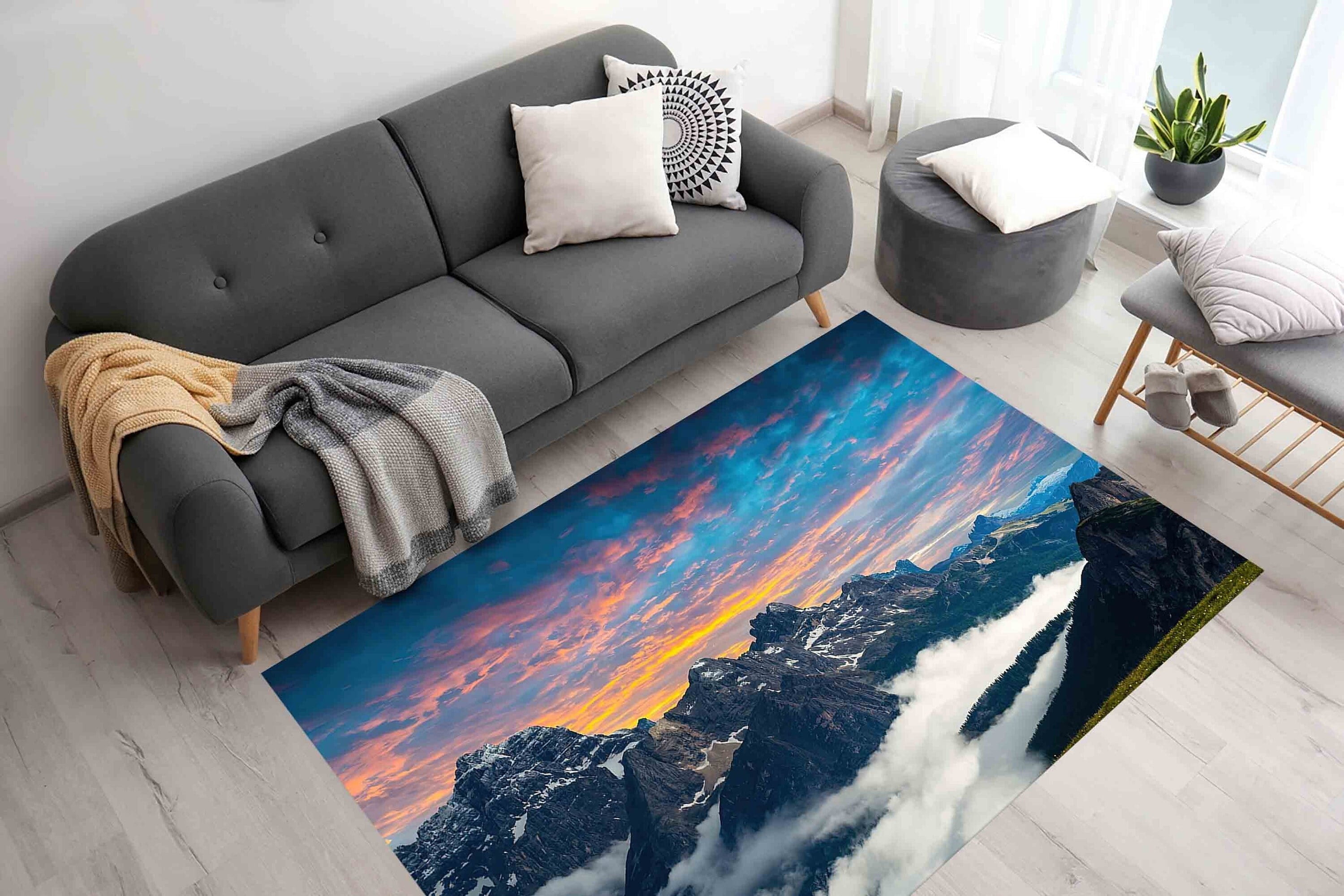 Landscape Rug, Mountain Landscape Rugs, Gift For Her Rug, Nature ...