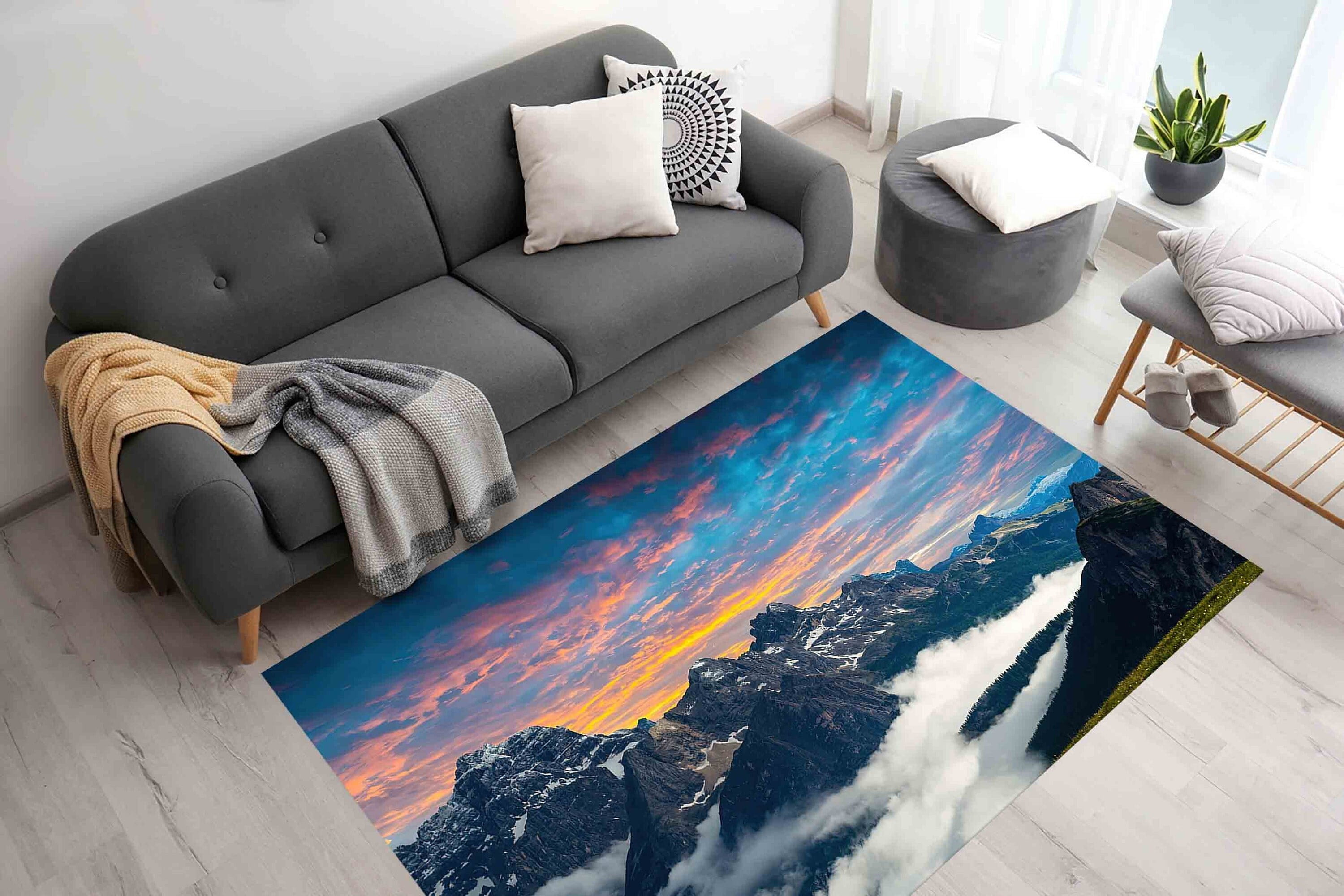 Landscape Rug, Mountain Landscape Rugs, Gift For Her Rug, Nature ...