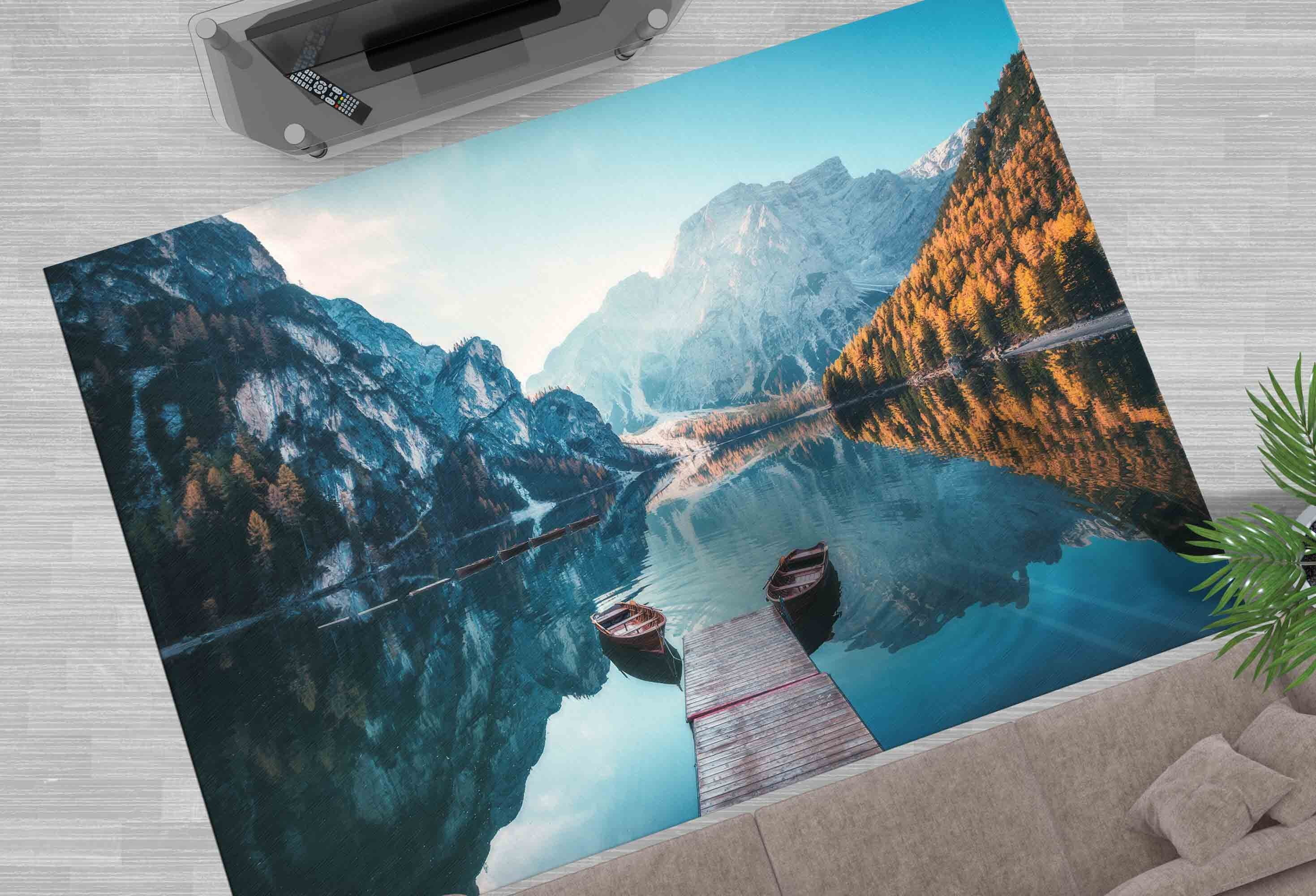 Landscape Rugs, Front Door Rugs, Dolomites Mountains Rugs, Boats on the ...