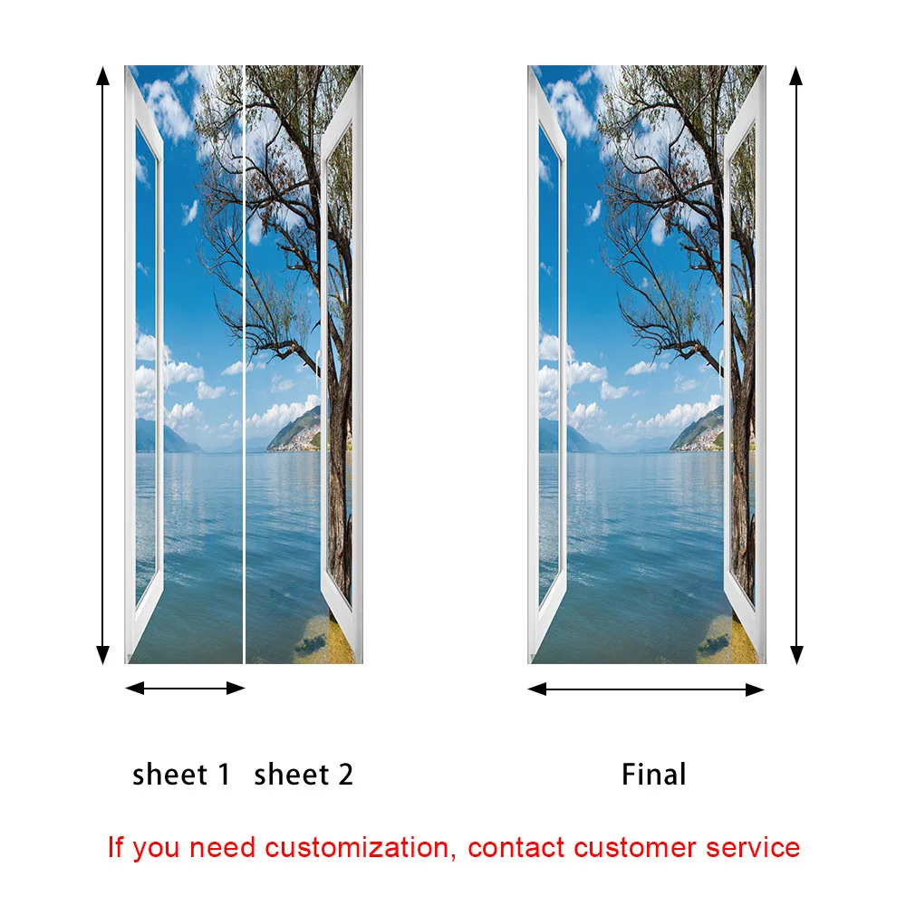 Landscape Scenery Door Sticker Self Adhesive Waterproof PVC Forest ...