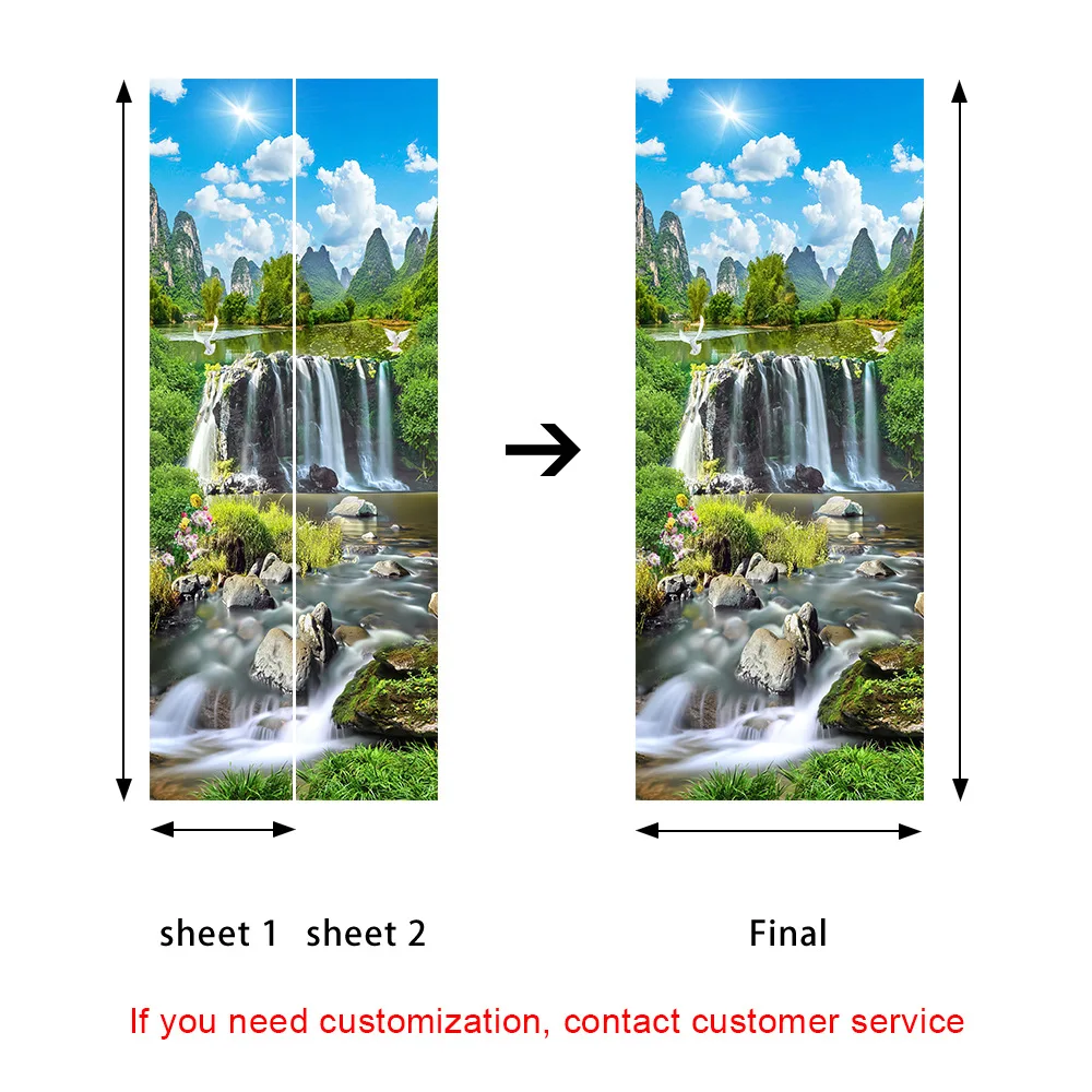 Landscape Scenery Door Sticker Self Adhesive Waterproof PVC Forest ...