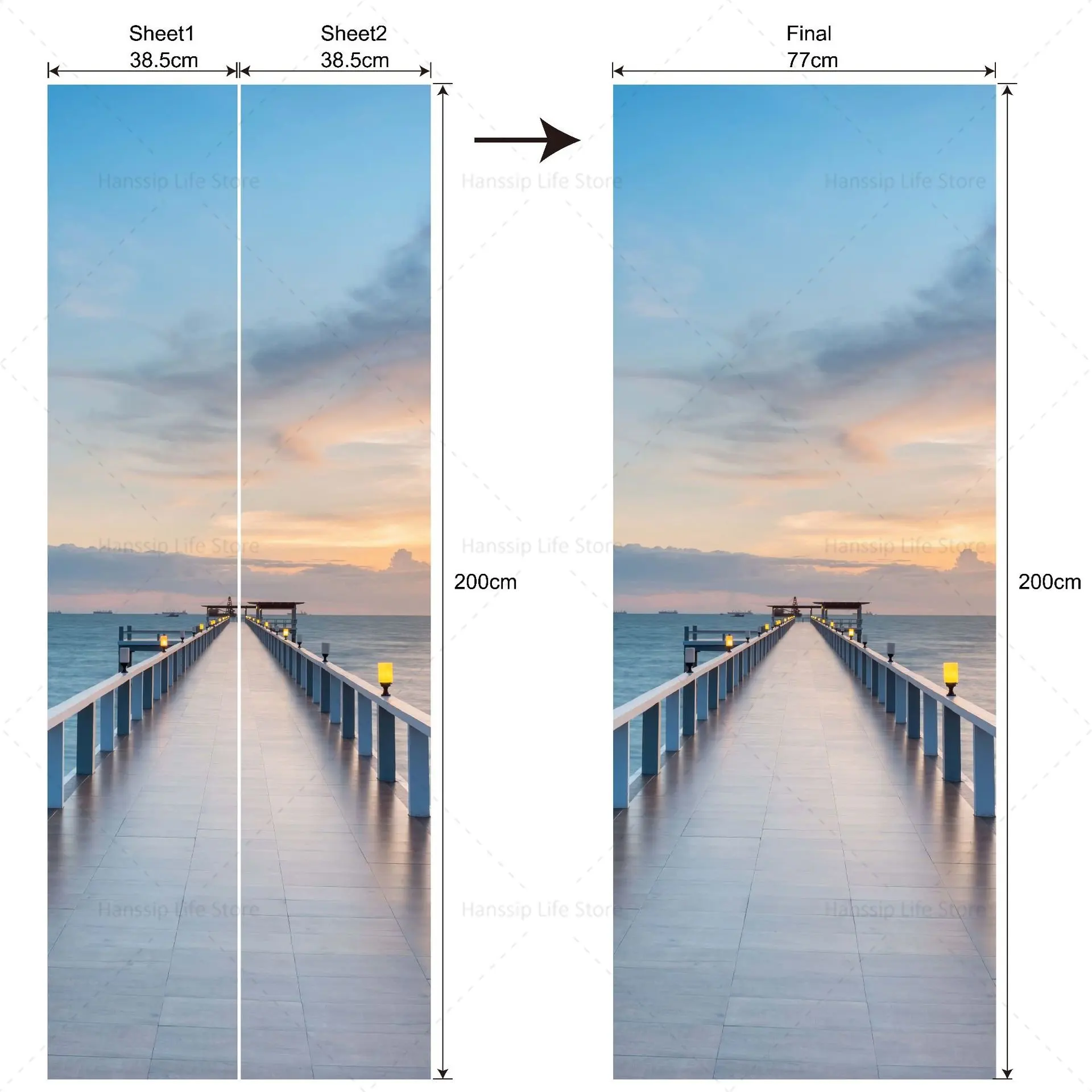 Landscape Series 3D Simulation Door Stickers Removable Door Wallpaper ...