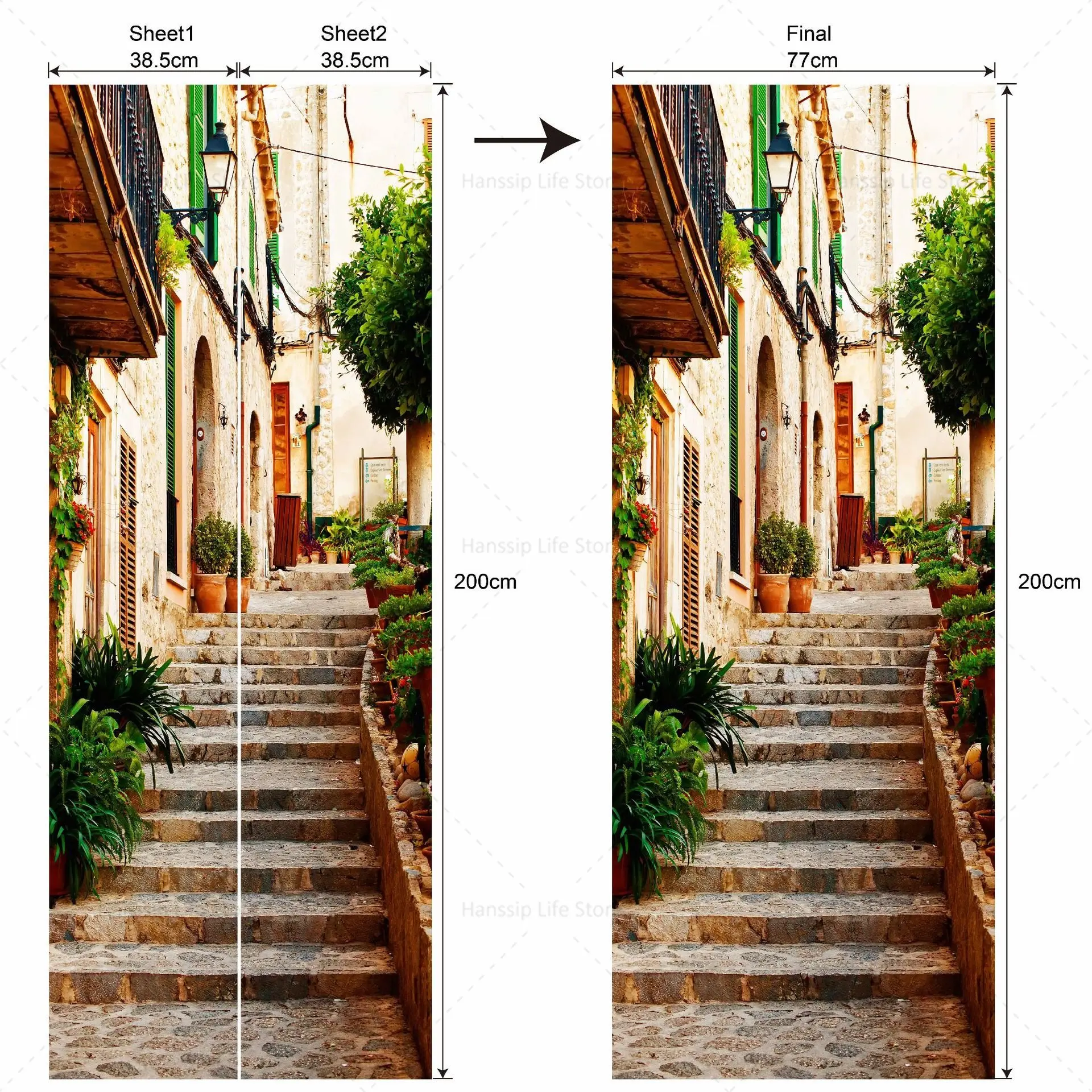 Landscape Series 3D Simulation Door Stickers Removable Door Wallpaper ...