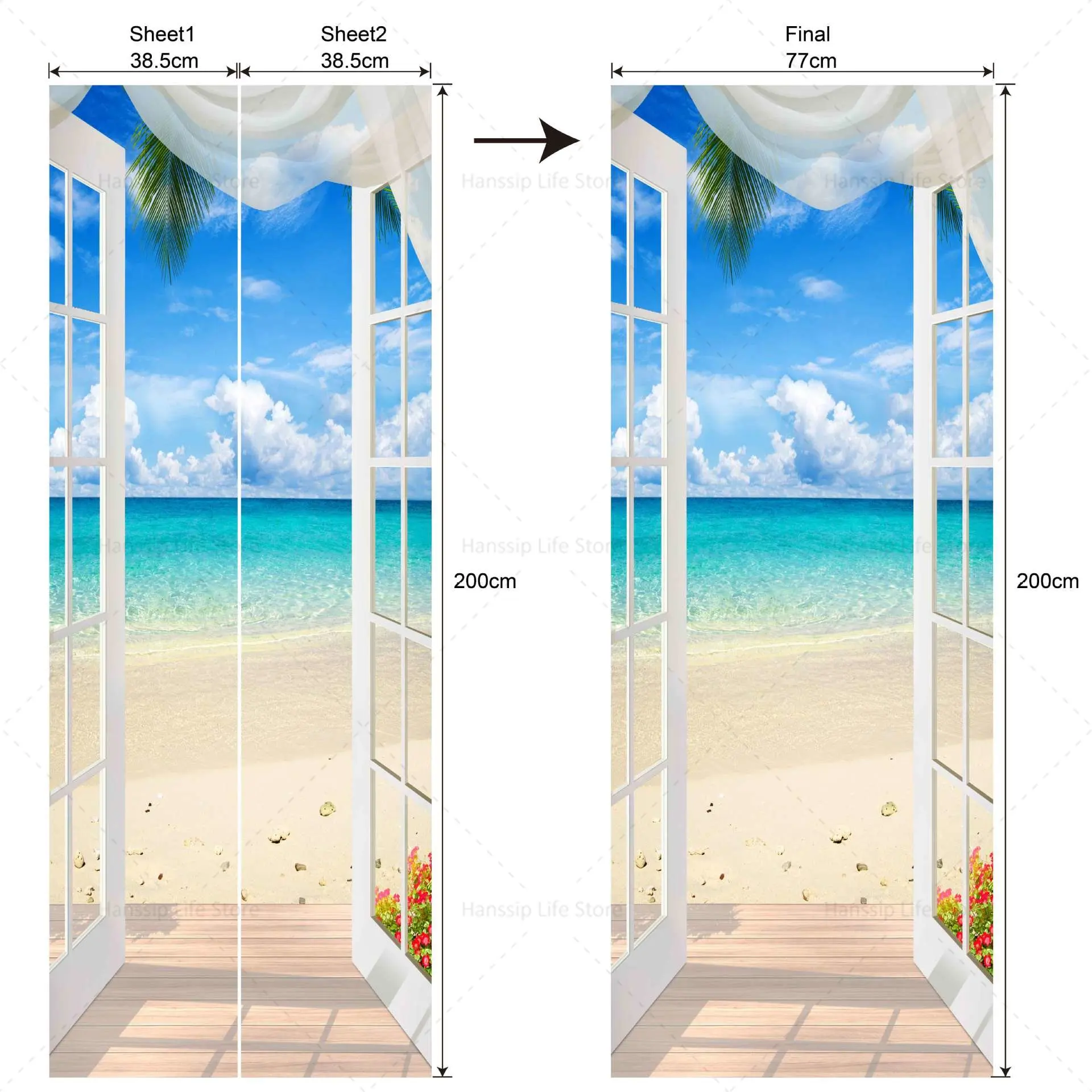 Landscape Series 3D Simulation Door Stickers Removable Door Wallpaper ...