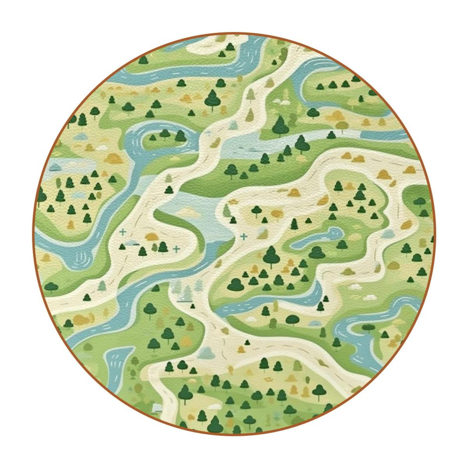 Landscape Set of 6 Round Microfiber Leather Coasters, 11x11 cm/4.3x4.3 ...