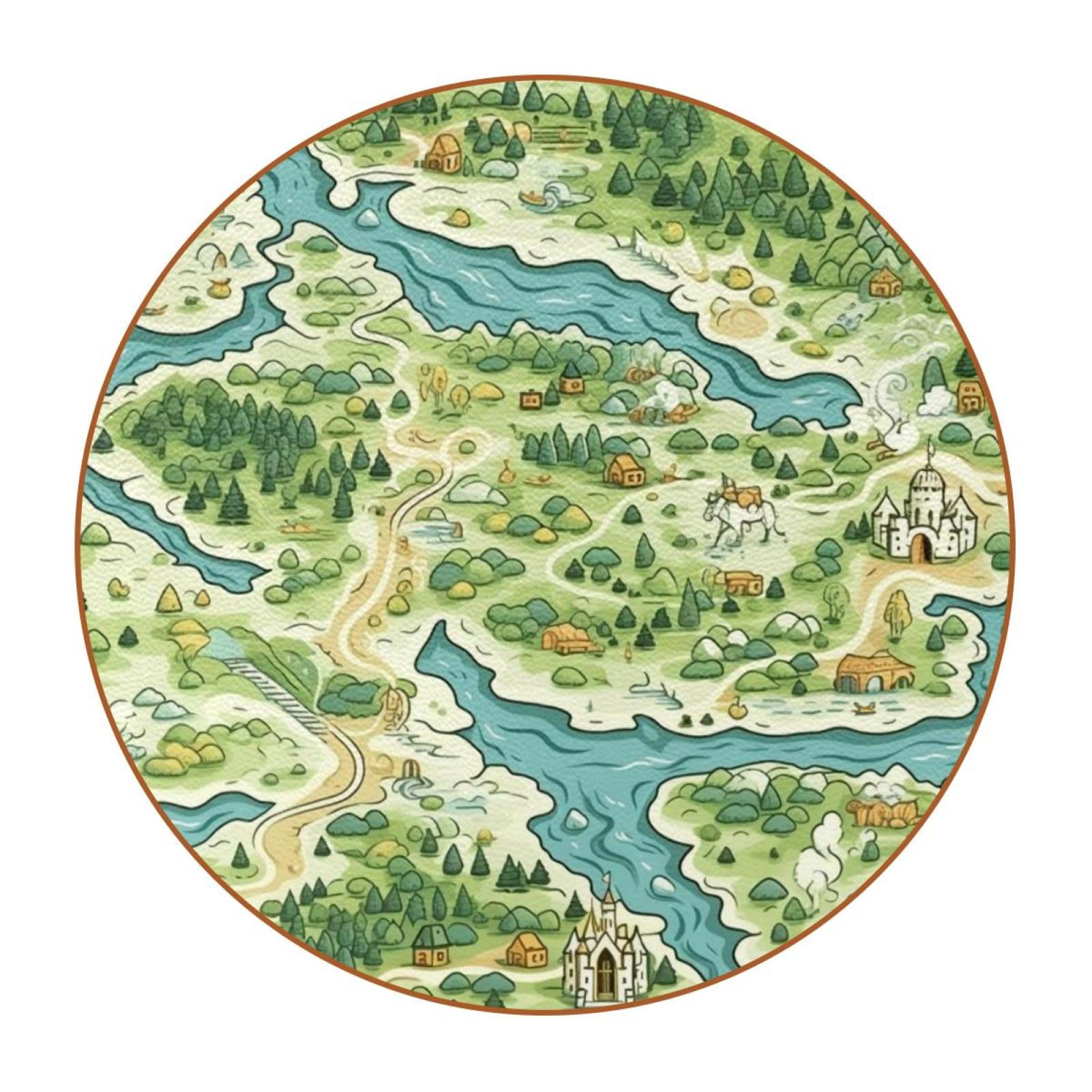 Landscape Set of 6PCS Cute Round Coasters, Microfiber Leather Drink ...