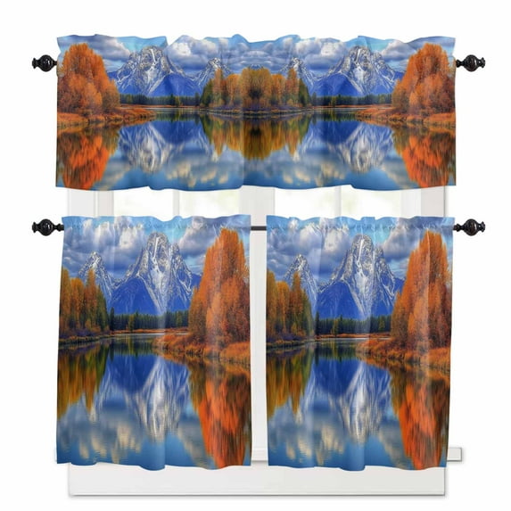 Landscape Sky Kitchen Curtains Valance and Tier Set Modern Snow ...