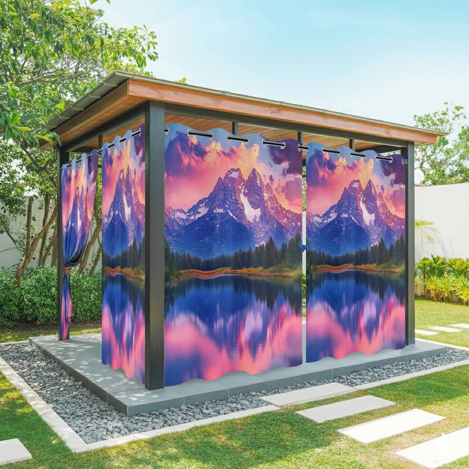Landscape Sky Outdoor Curtains for Patio Waterproof, Modern Snow ...