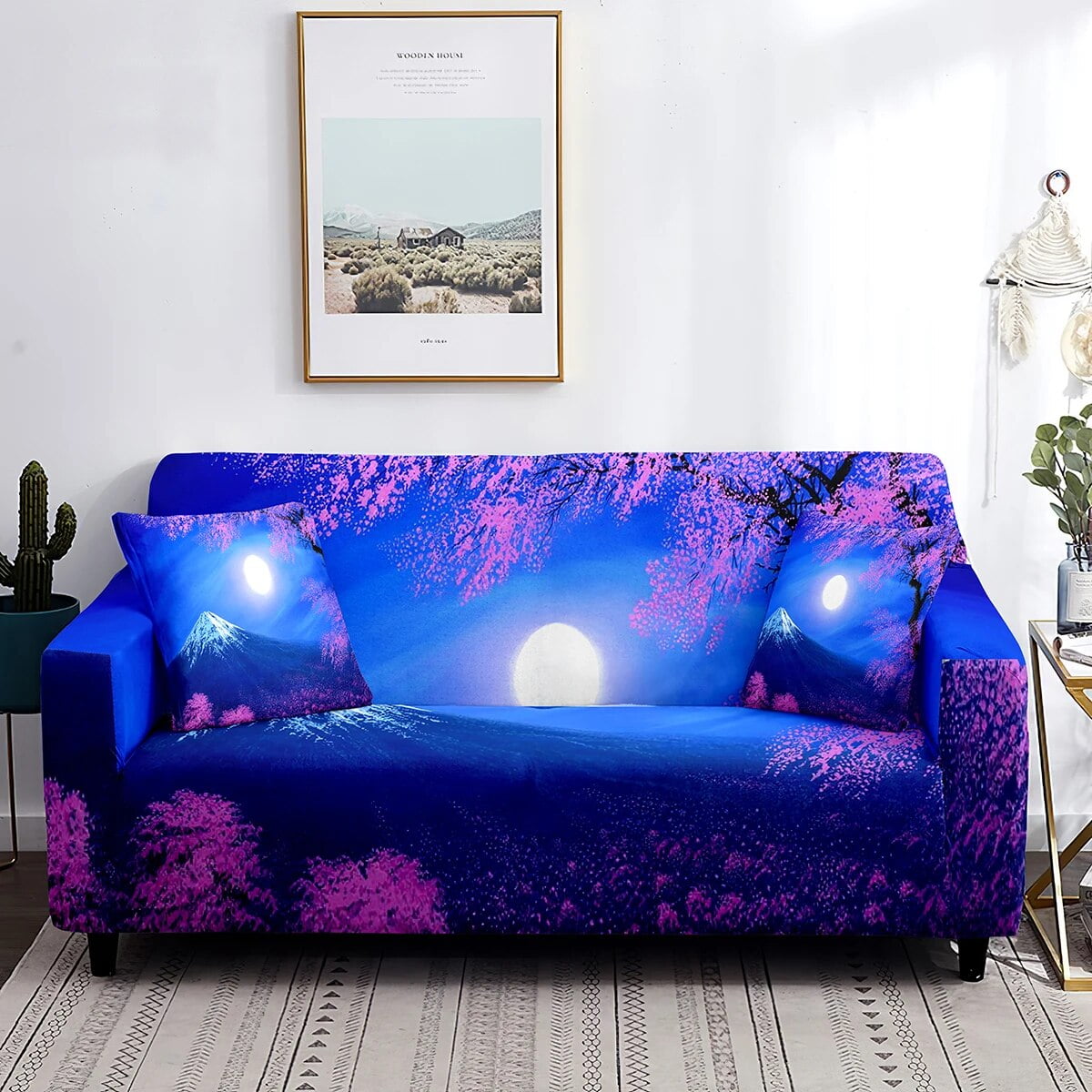 Landscape Sofa Cover Mount Fuji Cherry Blossom Nature Scenery Stretch ...