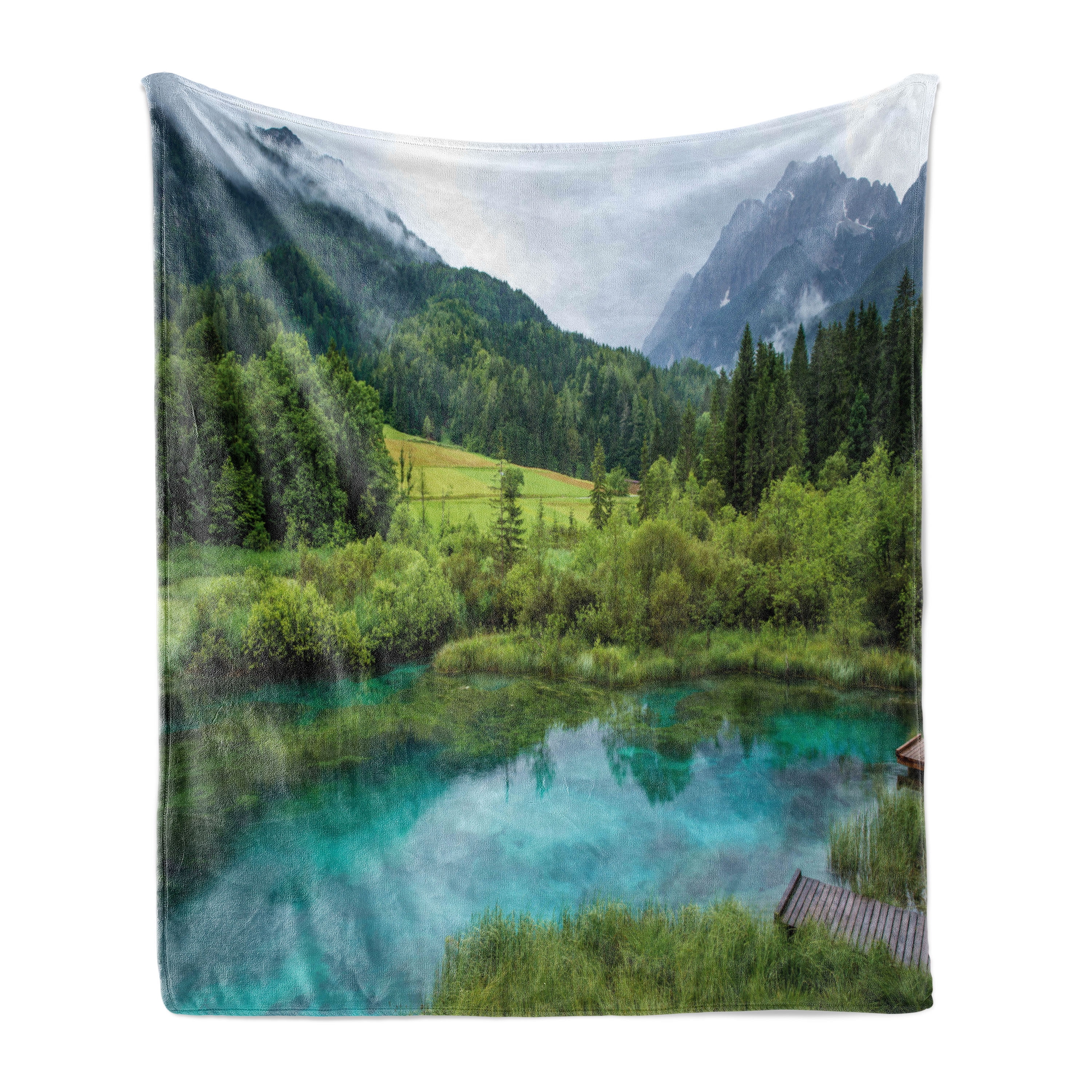 Landscape Soft Flannel Fleece Blanket, Photo of Zelenci Pond near ...