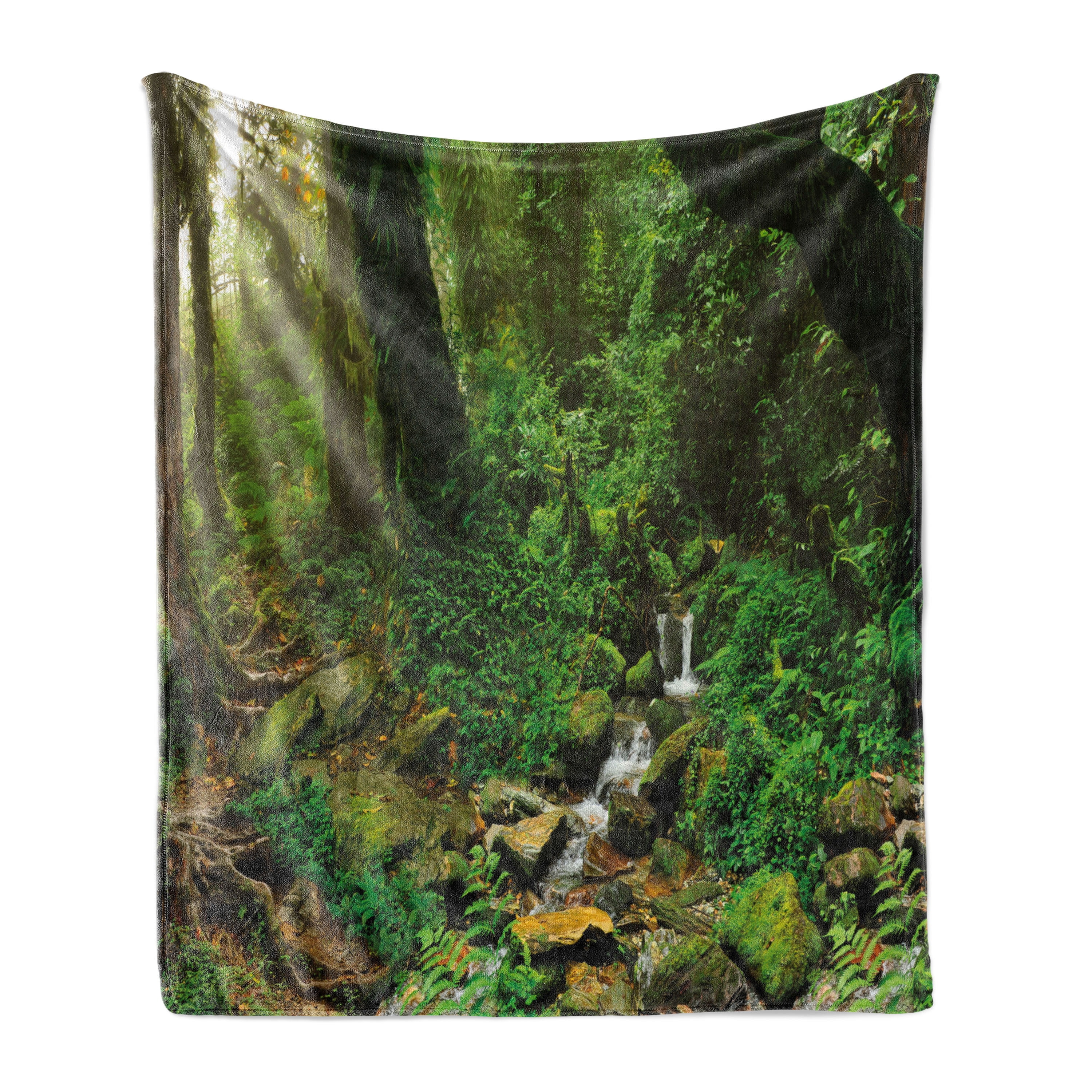 Landscape Soft Flannel Fleece Blanket, Rainforest Trees and Fresh Grass ...
