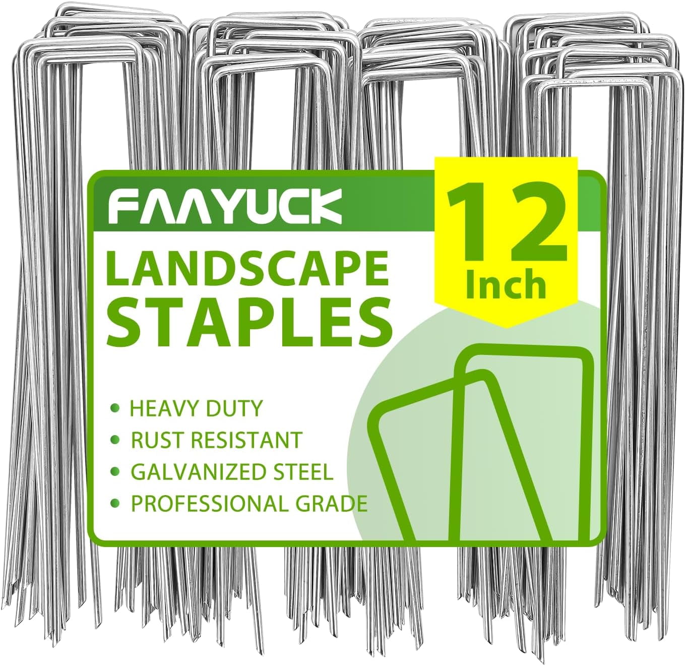 Landscape Staples 12 Inch, 50 Pack 8 Gauge Galvanized Garden Staples U ...