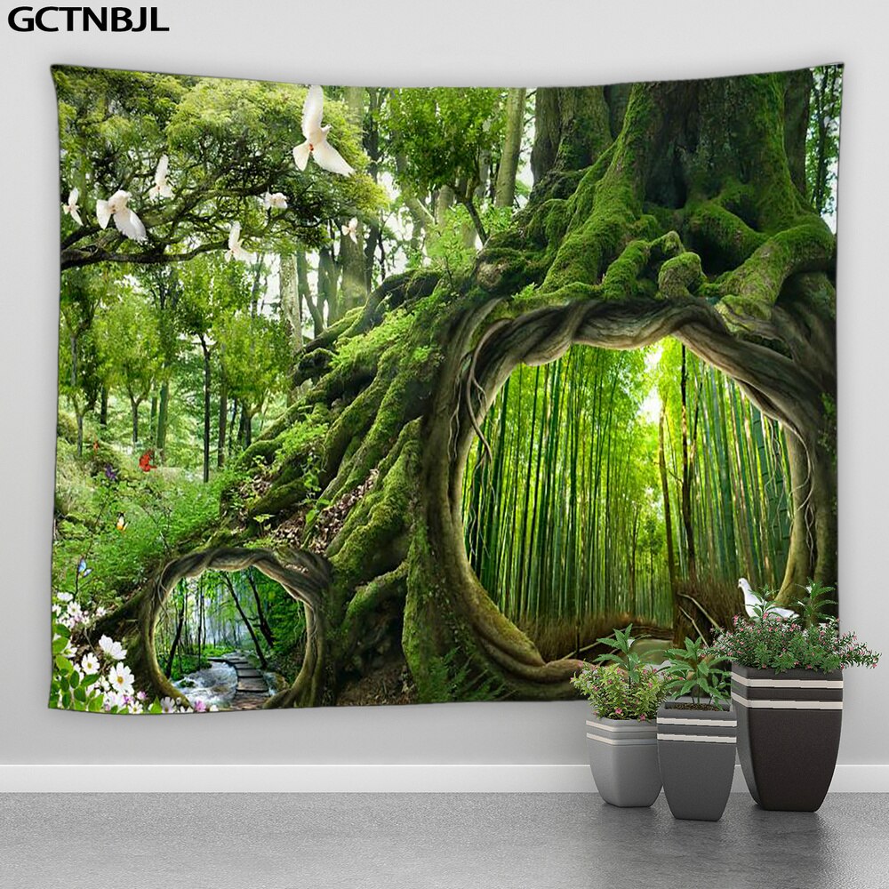 Landscape Tapestry Beautiful Psychedelic Forest Tropical Rainforest ...