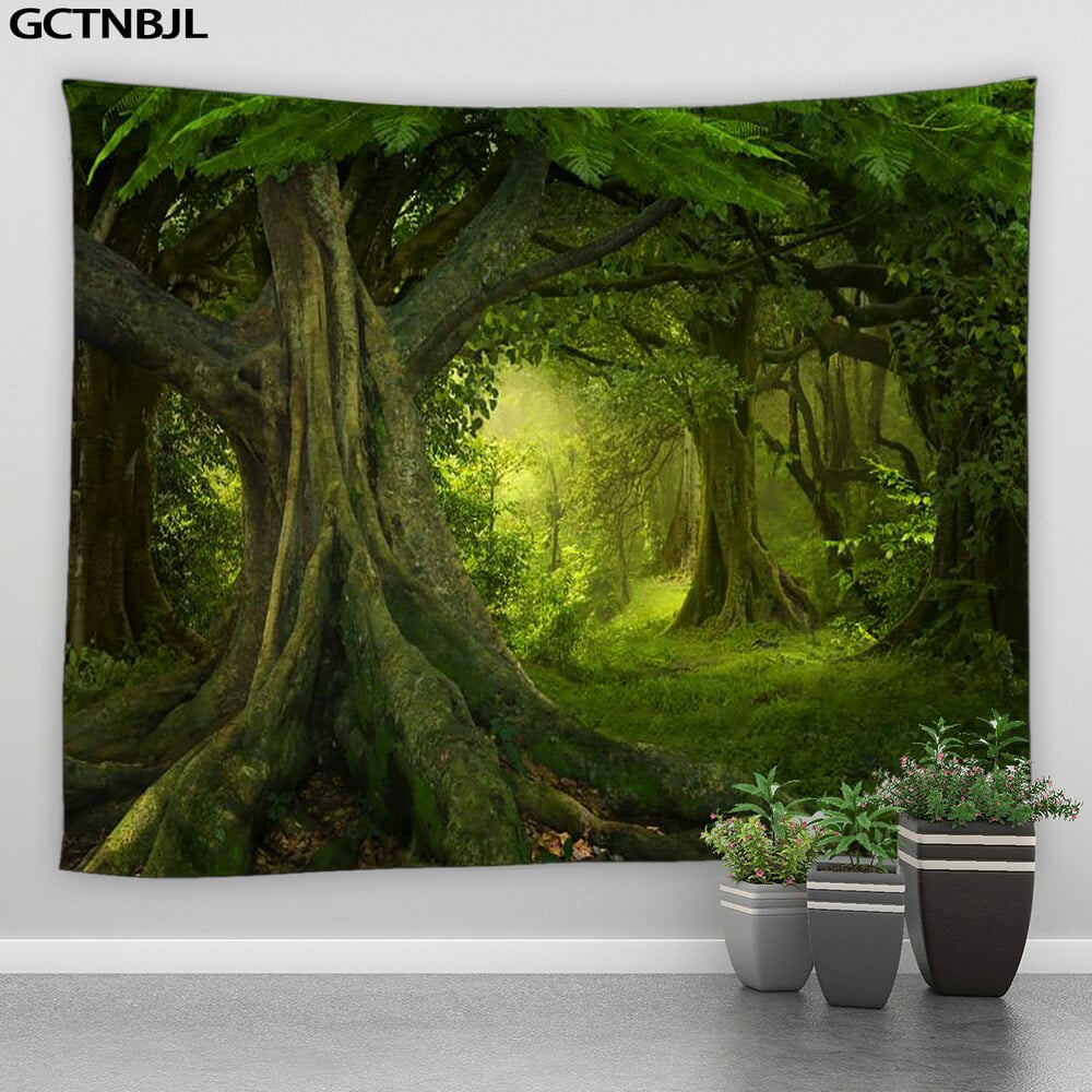 Landscape Tapestry Beautiful Psychedelic Forest Tropical Rainforest ...