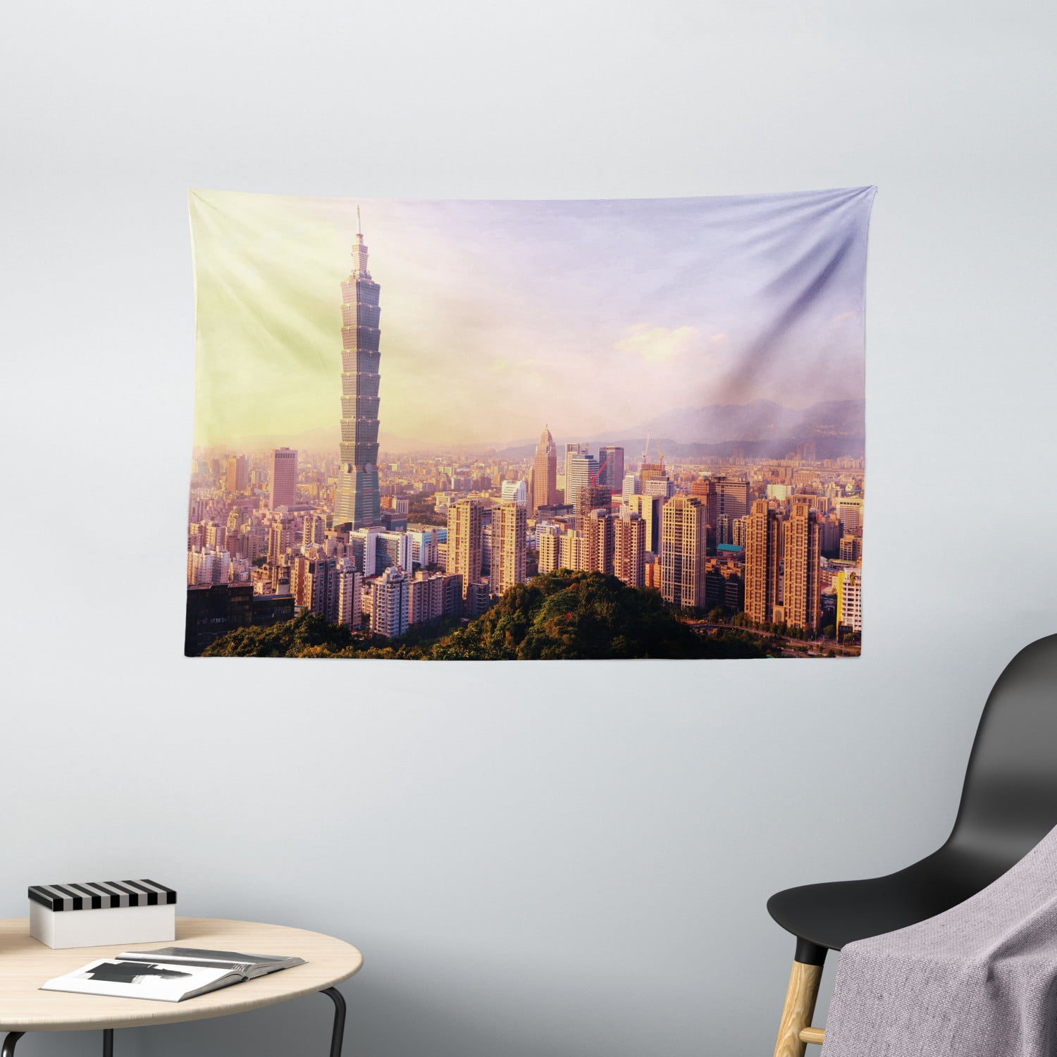 Landscape Tapestry, Evening Skyline of Taipei Taiwan Cityscape Modern ...
