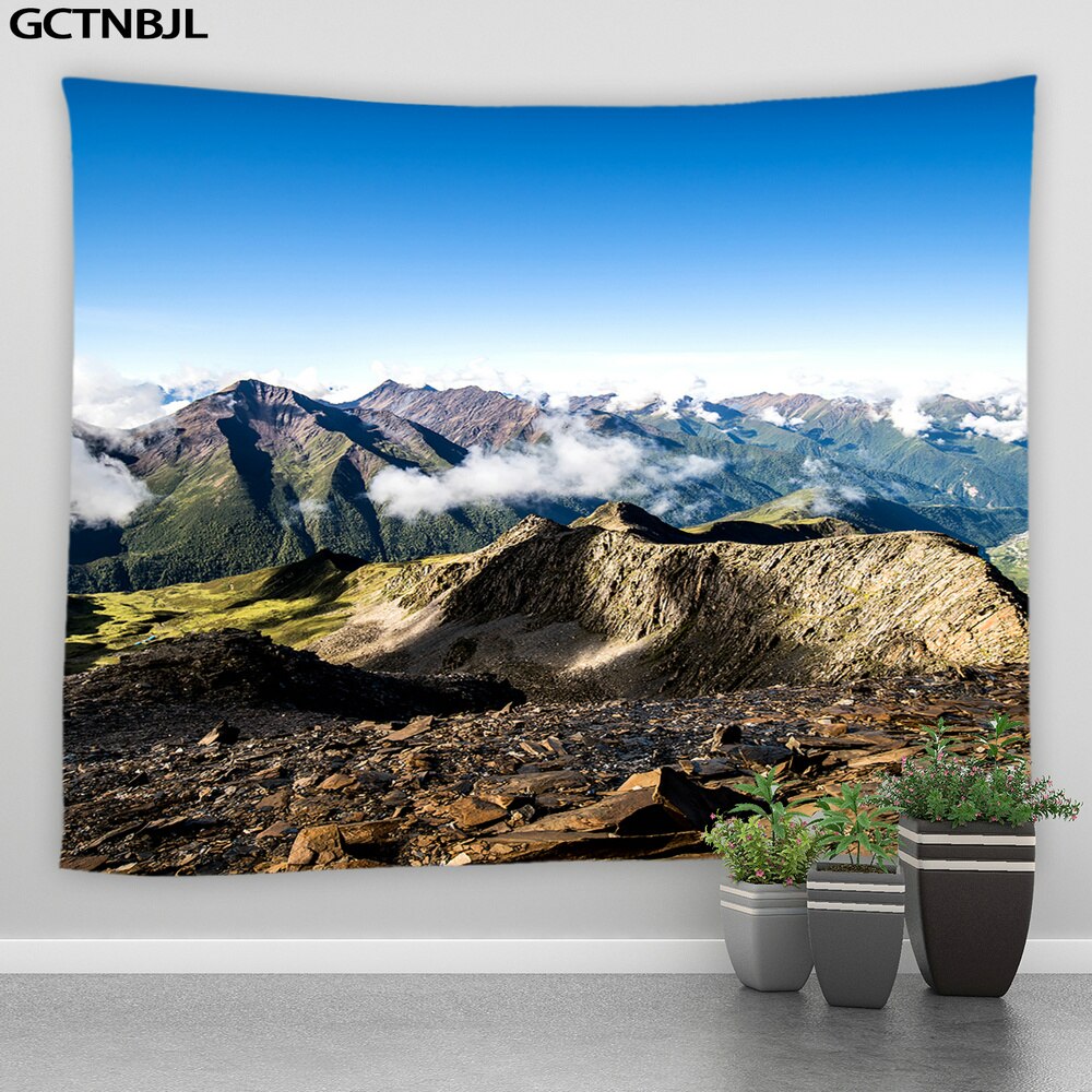Landscape Tapestry Hippie Foggy Forest Skeleton Natural Scenery ...