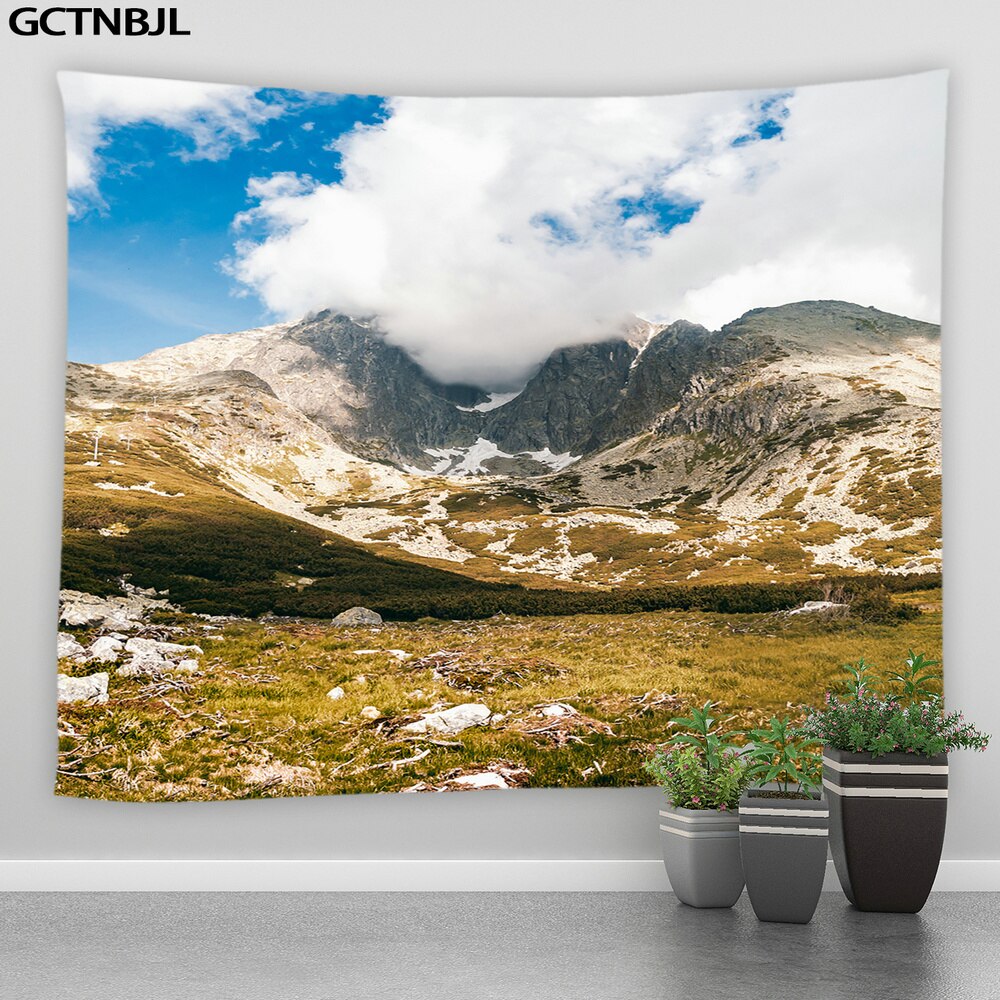 Landscape Tapestry Hippie Foggy Forest Skeleton Natural Scenery ...