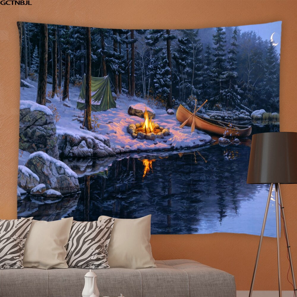 Landscape Tapestry Hippie Wall Hanging Forest Waterfall Natural Scenery ...