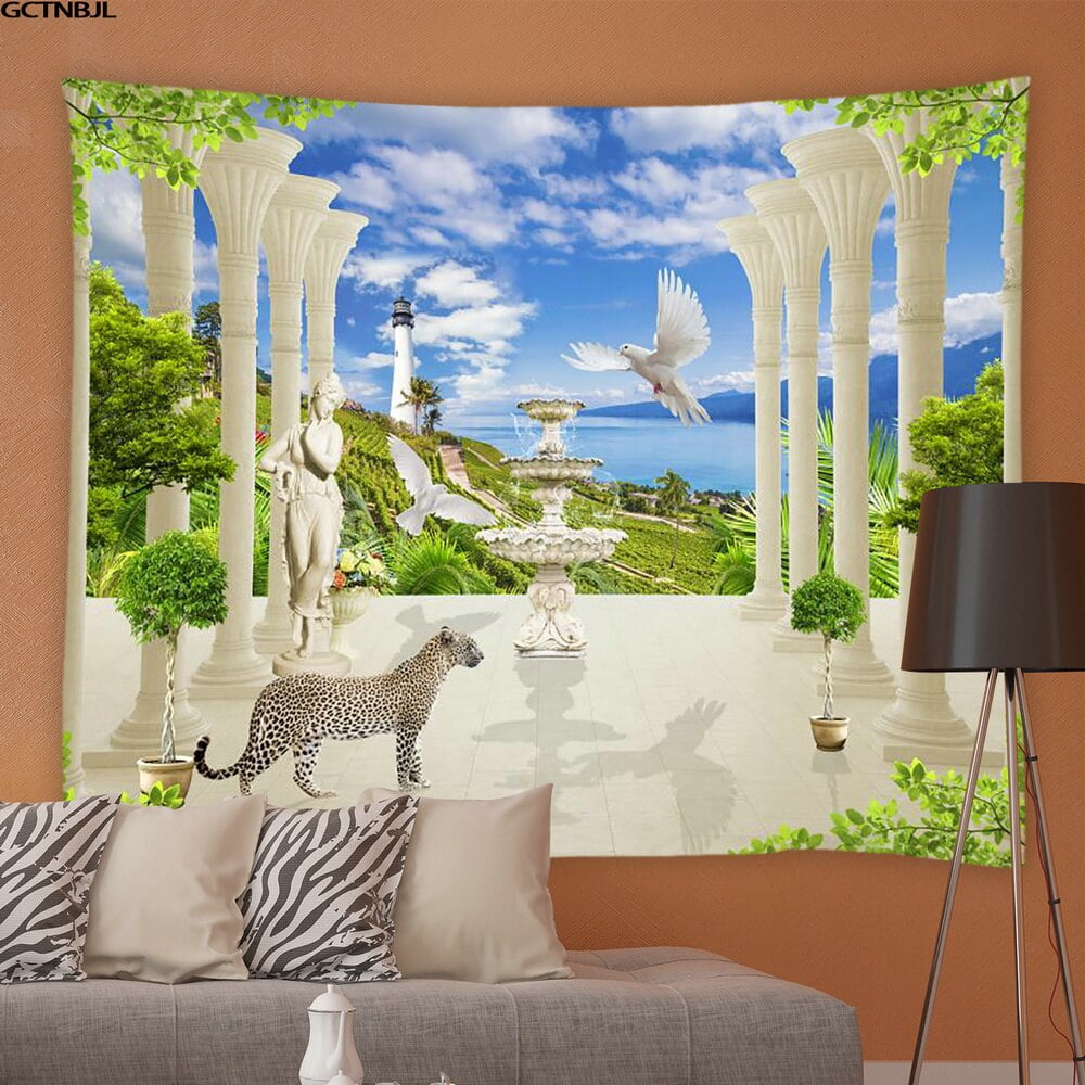Landscape Tapestry Natural Scenery Mountain Lake Wall Hanging ...