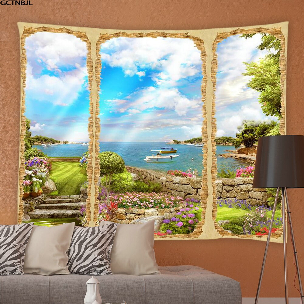 Landscape Tapestry Natural Scenery Mountain Lake Wall Hanging ...