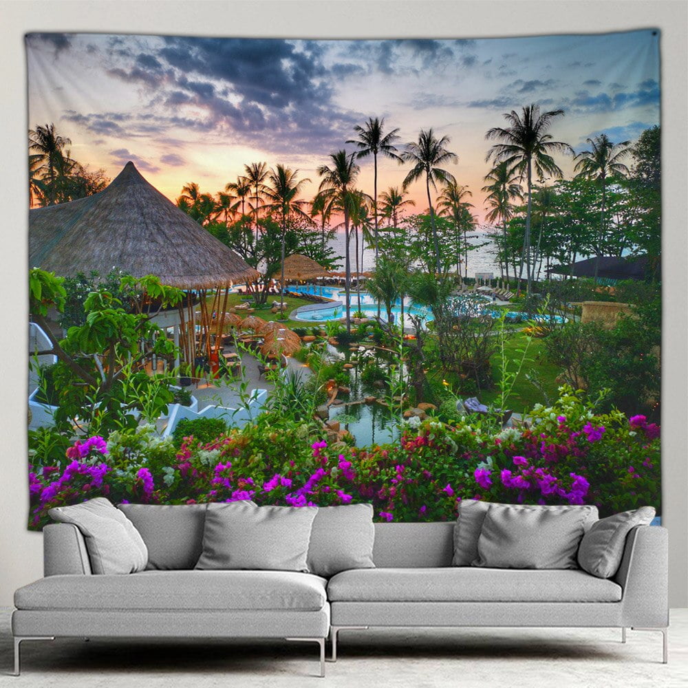 Landscape Tapestry Outdoor Garden Poster Nature Plants Flowers ...