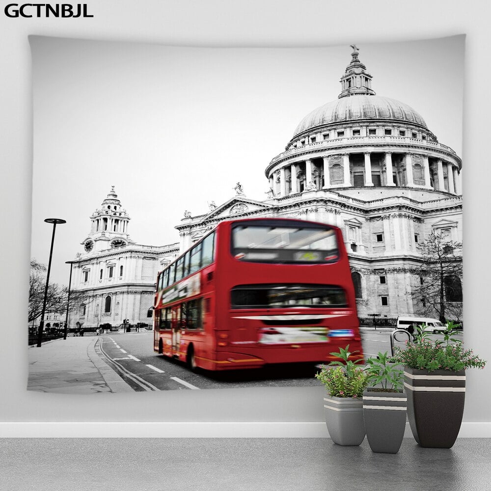 Landscape Tapestry Retro London Red Telephone Hall Big Ben Wall Hanging ...