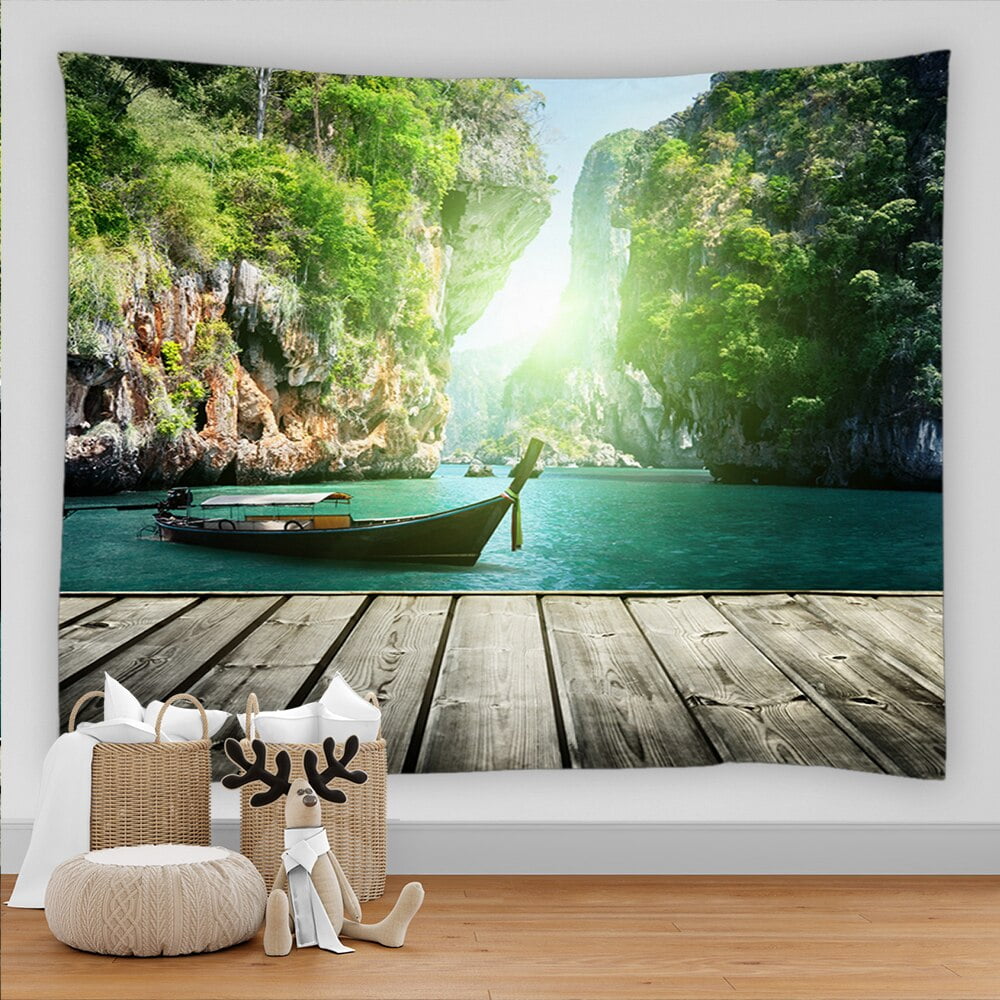 Landscape Tapestry Wall Hanging Psychedelic Forest Mandala Tapestries ...