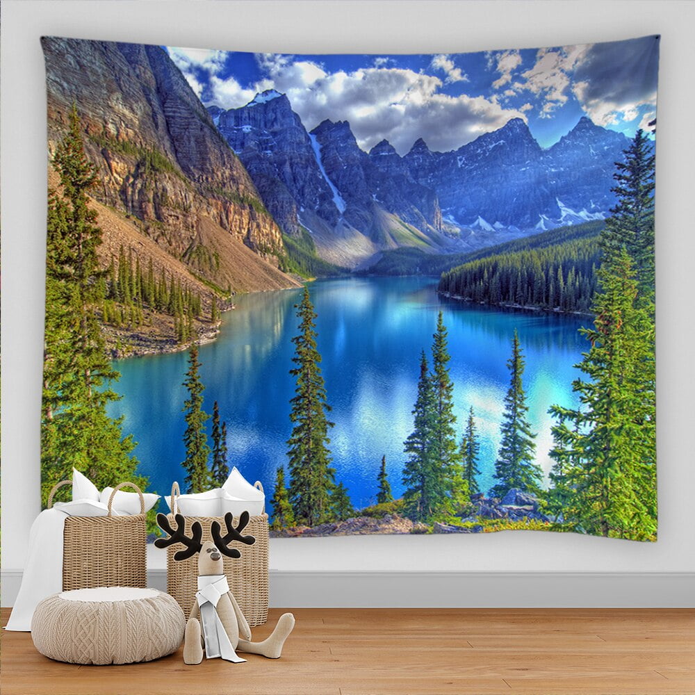 Landscape Tapestry Wall Hanging Psychedelic Forest Mandala Tapestries ...