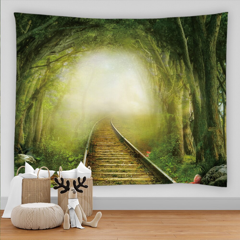 Landscape Tapestry Wall Hanging Psychedelic Forest Mandala Tapestries ...