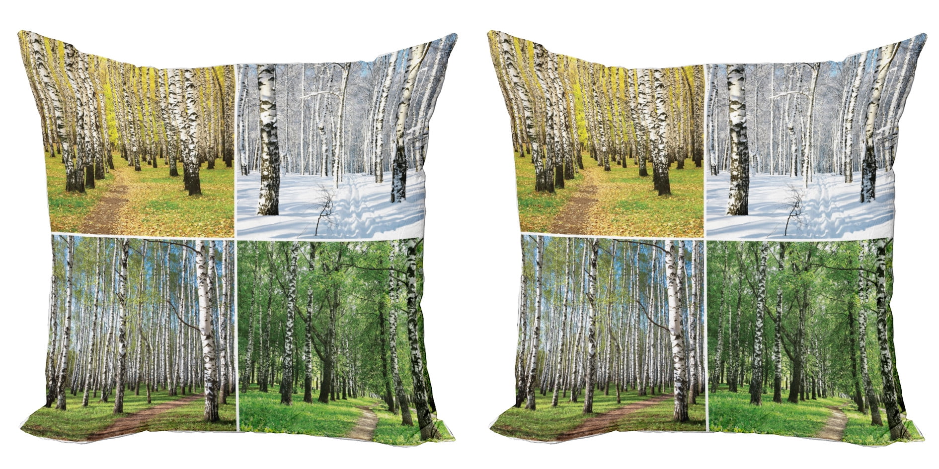 Ambesonne Forest Throw Pillow Cover 2 Pack, Fall Winter Birch Tree, 20 ...