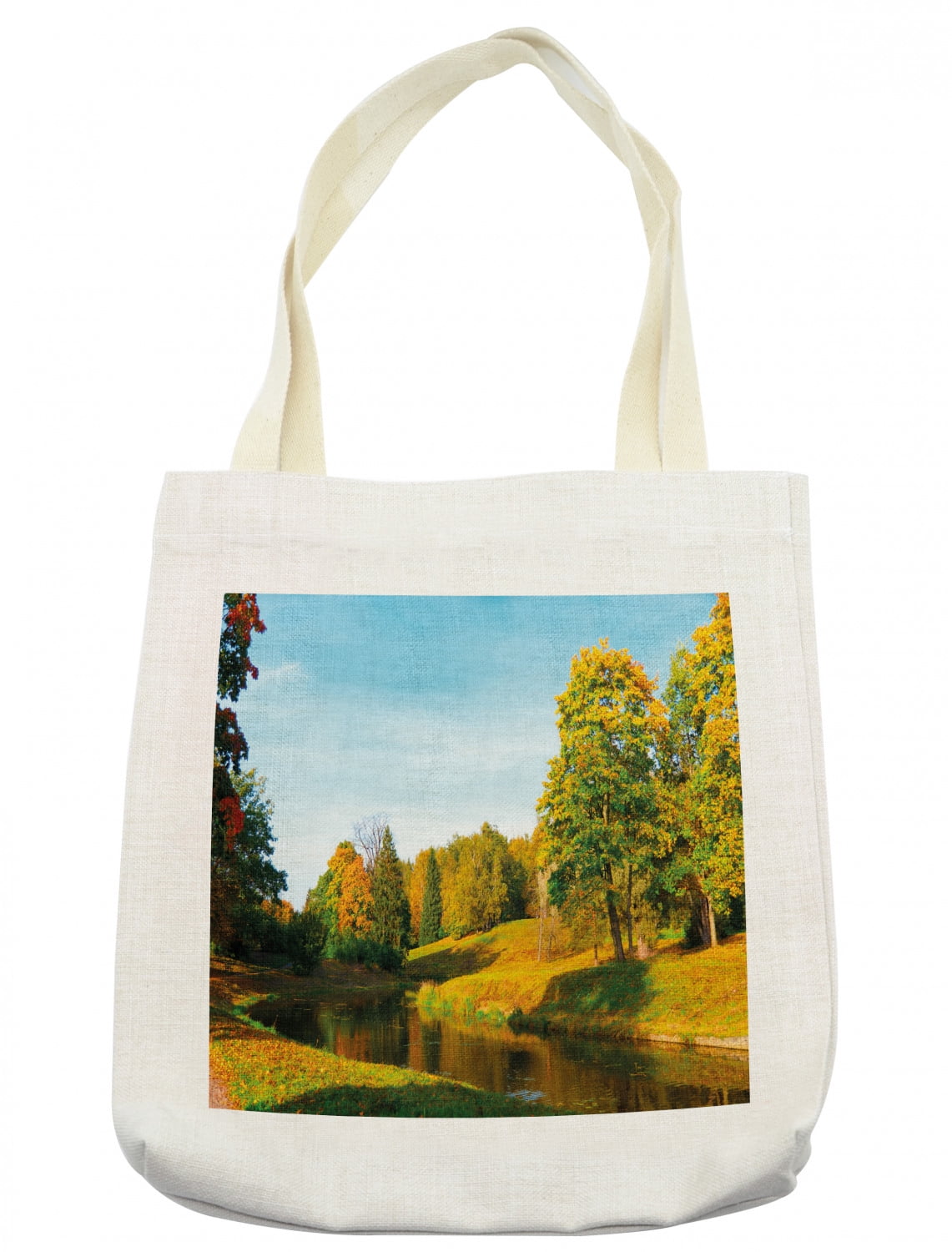 Landscape Tote Bag, Scenery View Natural Forest Park with Trees and ...