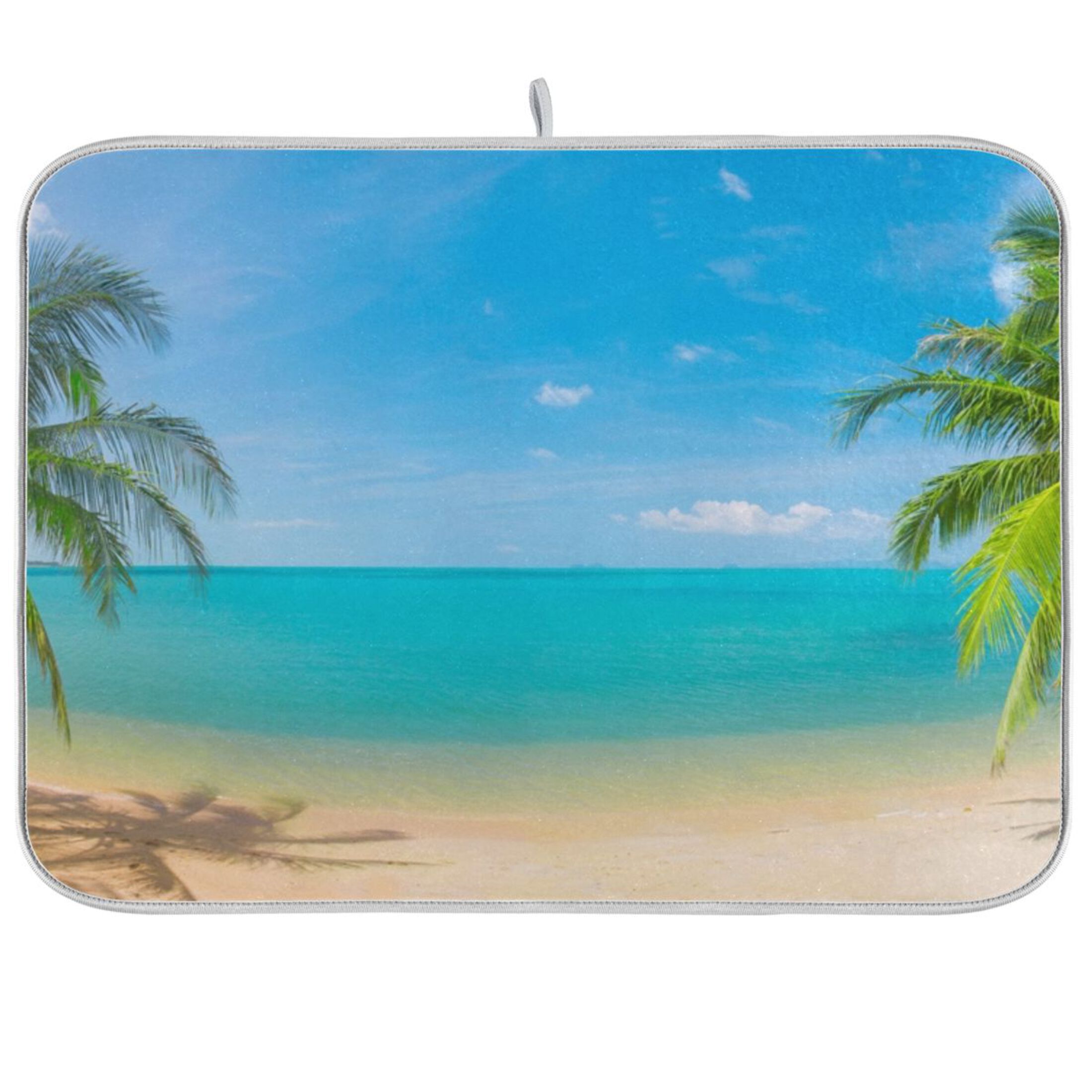 Landscape Tropical Beach and Coconut Dish Drying Mat Microfiber Kitchen ...