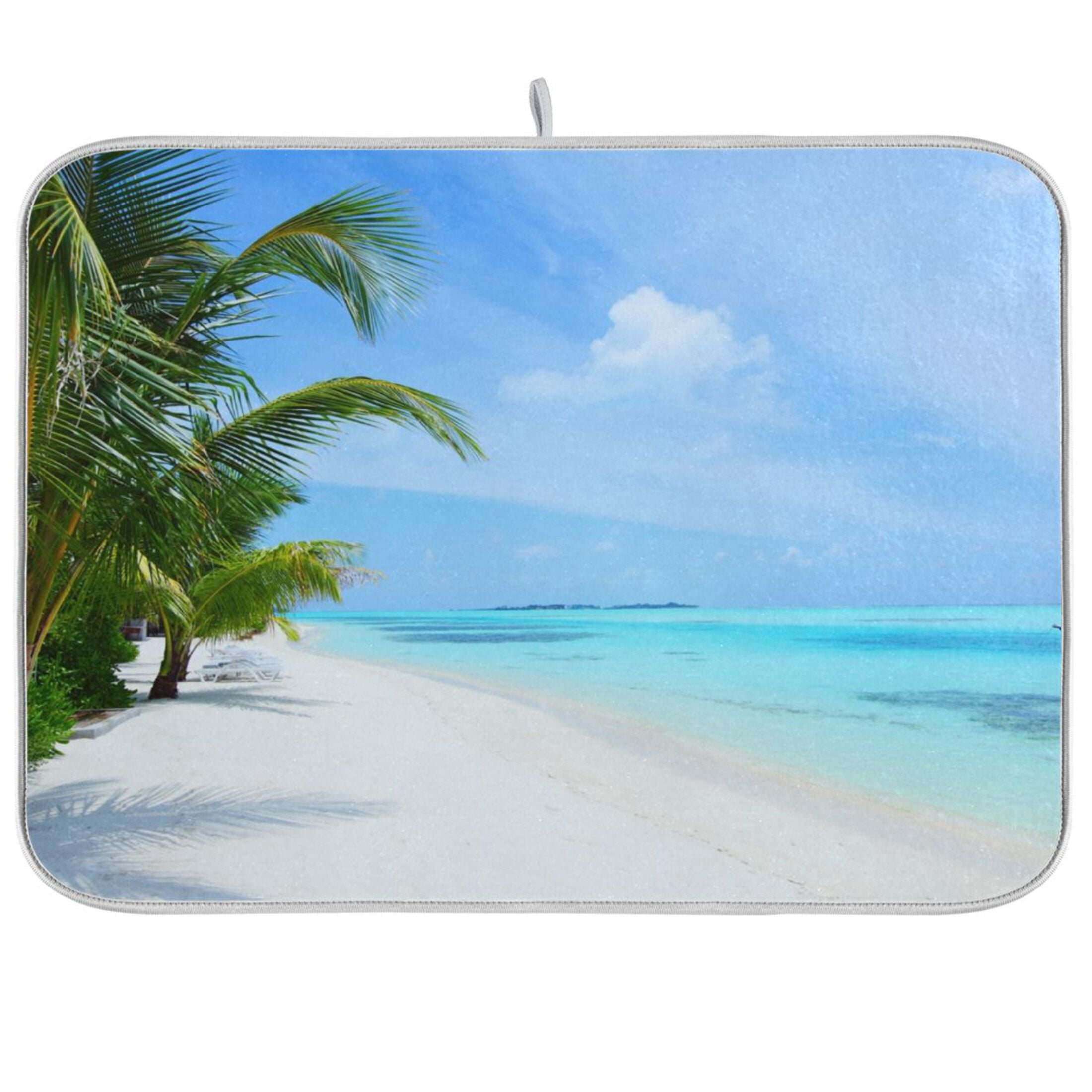 Landscape Tropical Island Coconut Beach Dish Drying Mat Microfiber ...