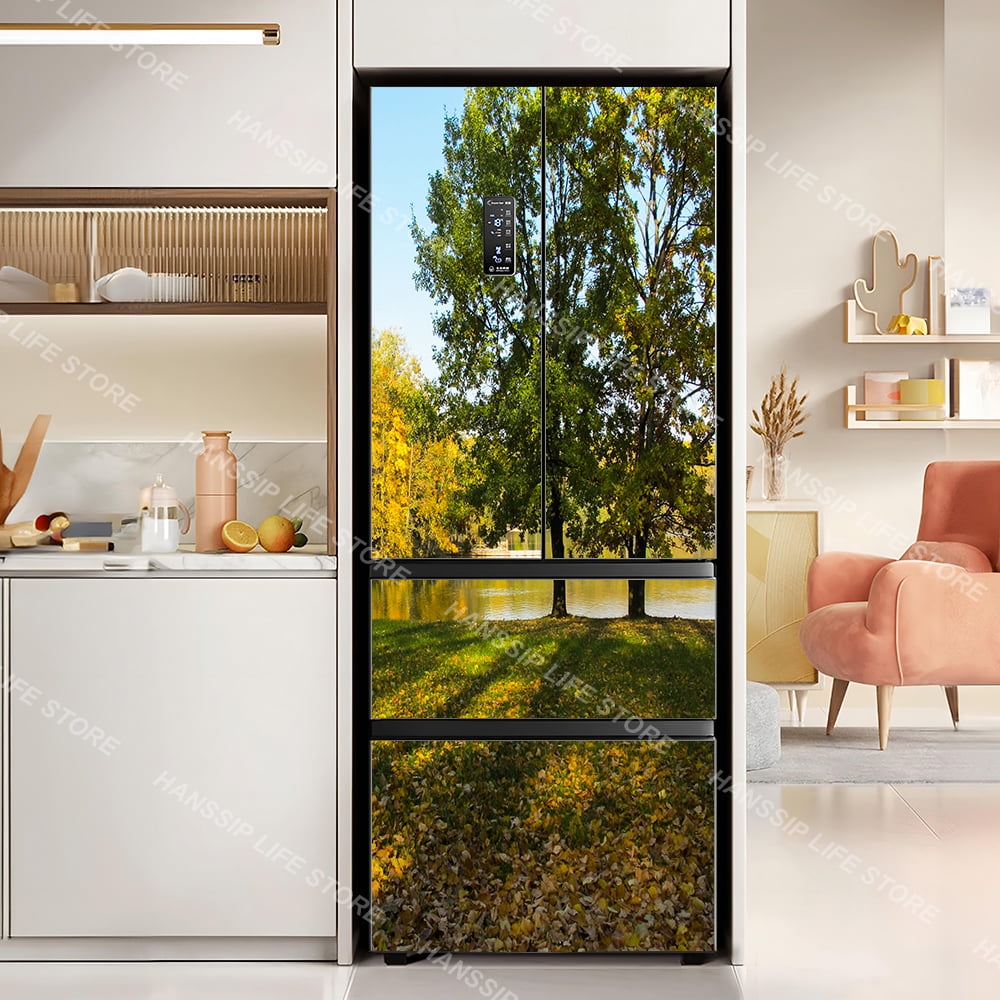 Landscape View of Arched Door Mural Refrigerator Wrapping Wallpaper ...